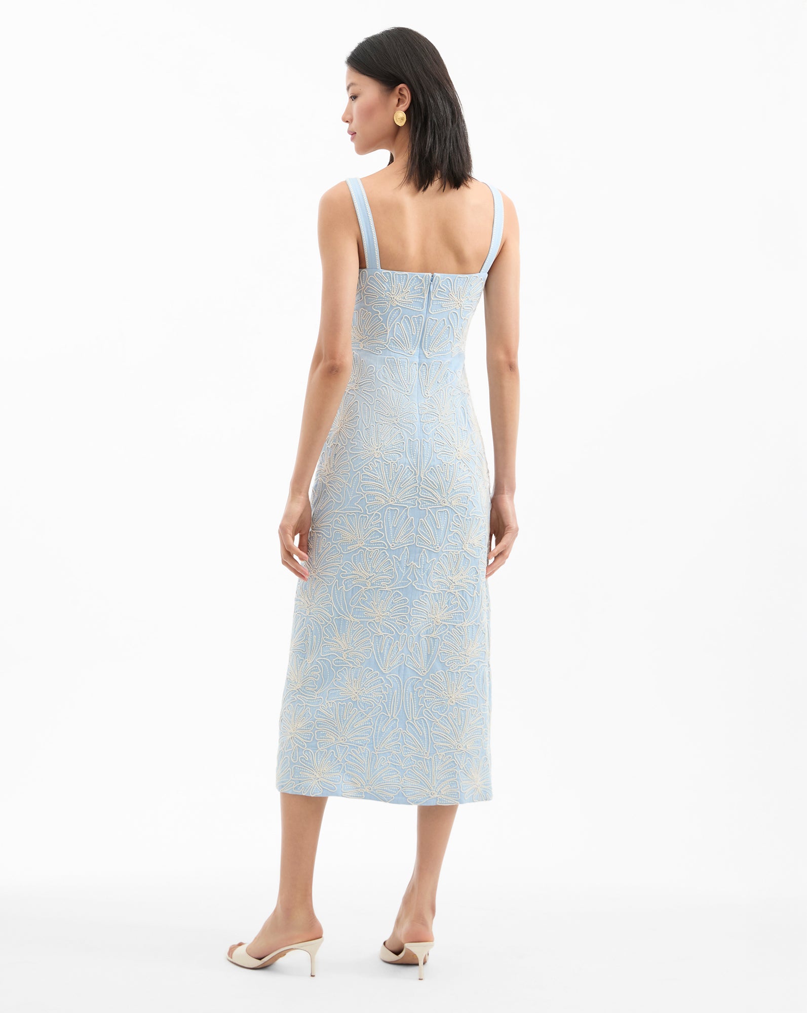 ella embroidered midi dress Baltic Born Womens Eleanor Embroidered Midi Dress | Cream Floral