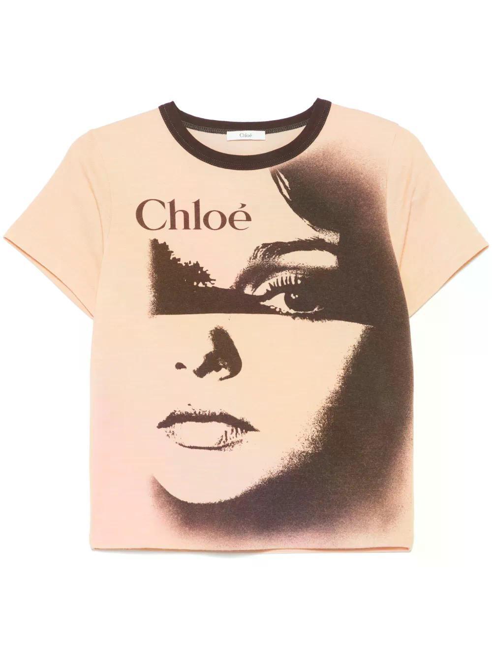Chloé Face Print T-Shirt - Orange | Editorialist