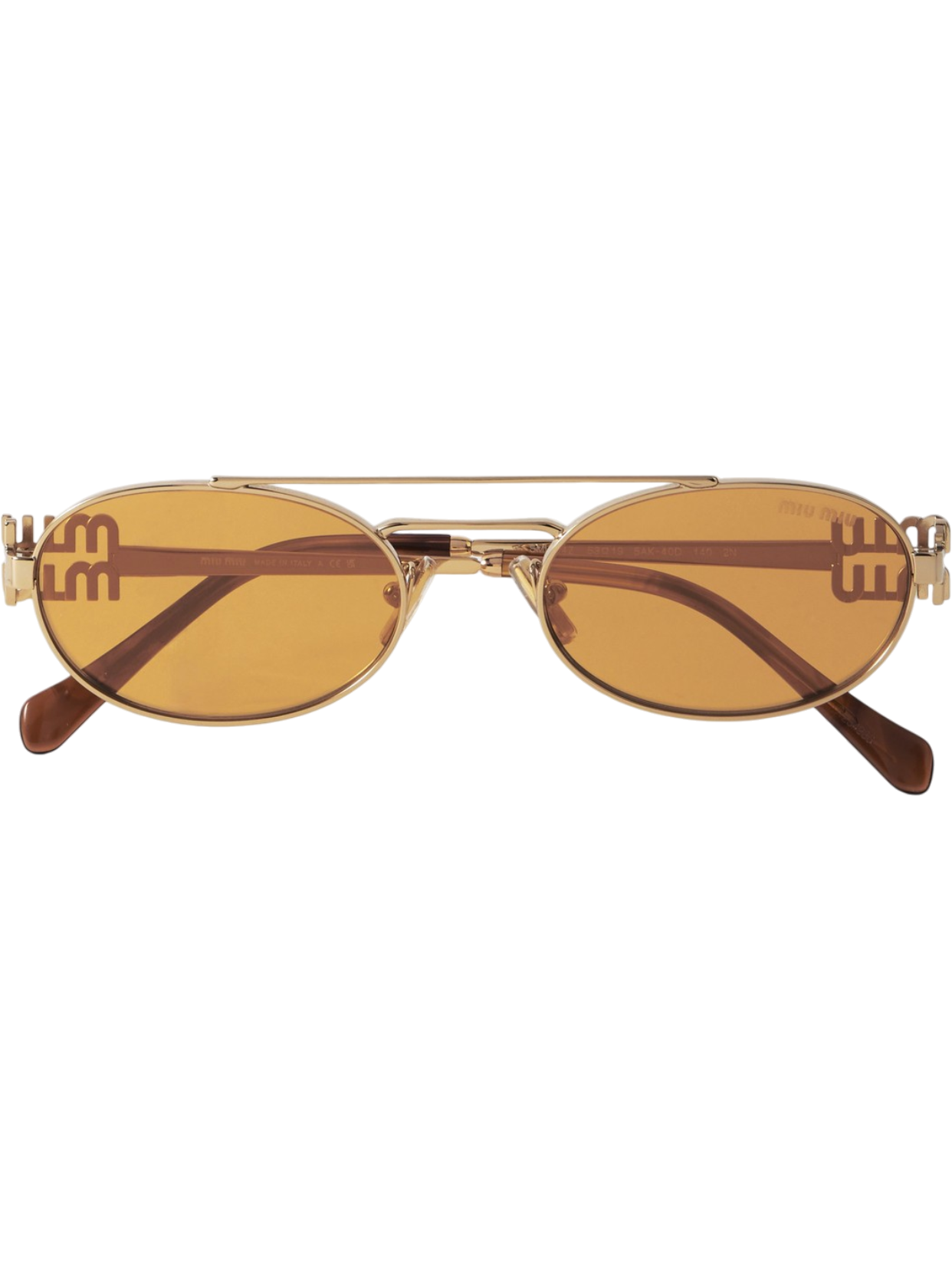 Miu Miu Oval-Frame Sunglasses - Gold | Editorialist display picture 1