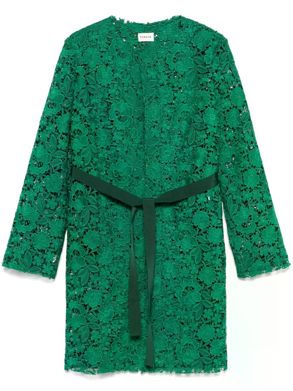 P.A.R.O.S.H Lace Coat In Green - 39% Off | Editorialist P.A.R.O.S.H Lace Coat In Green - 39% Off | Editorialist