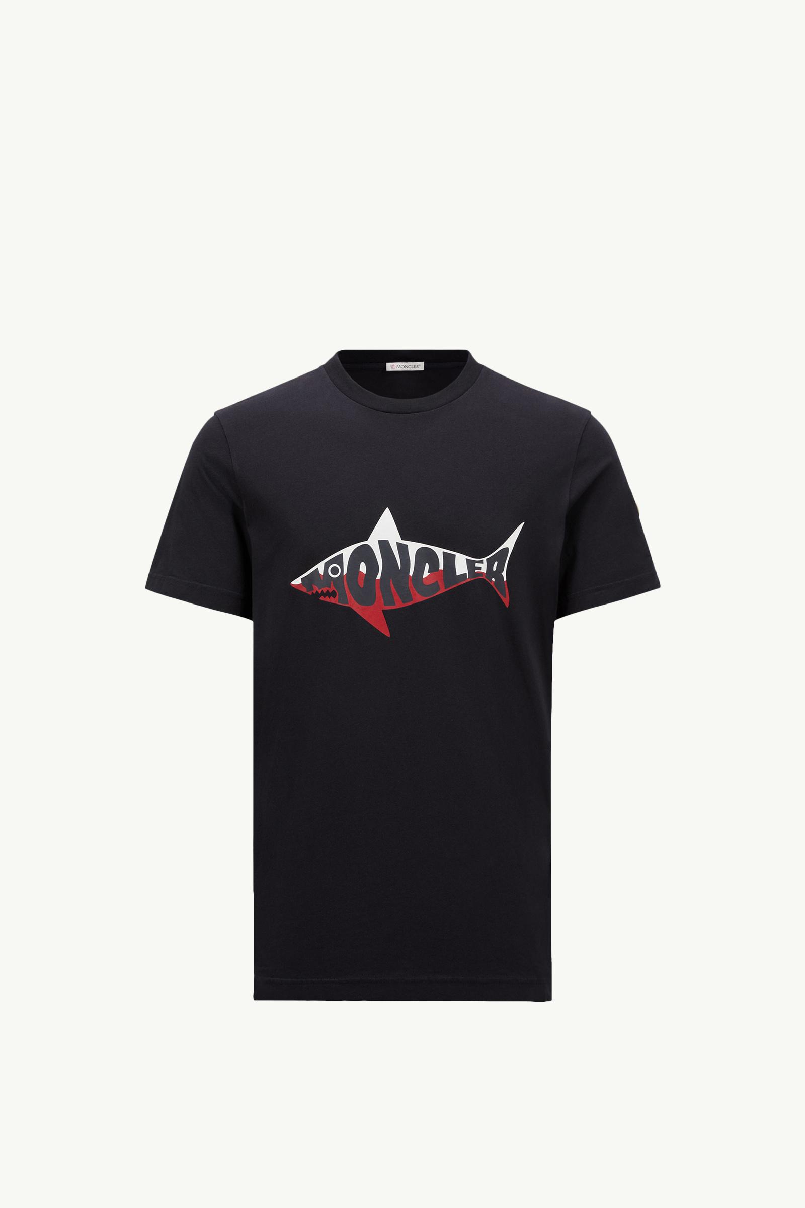 Moncler Shark Logo Cotton T-Shirt - Blue | Editorialist
