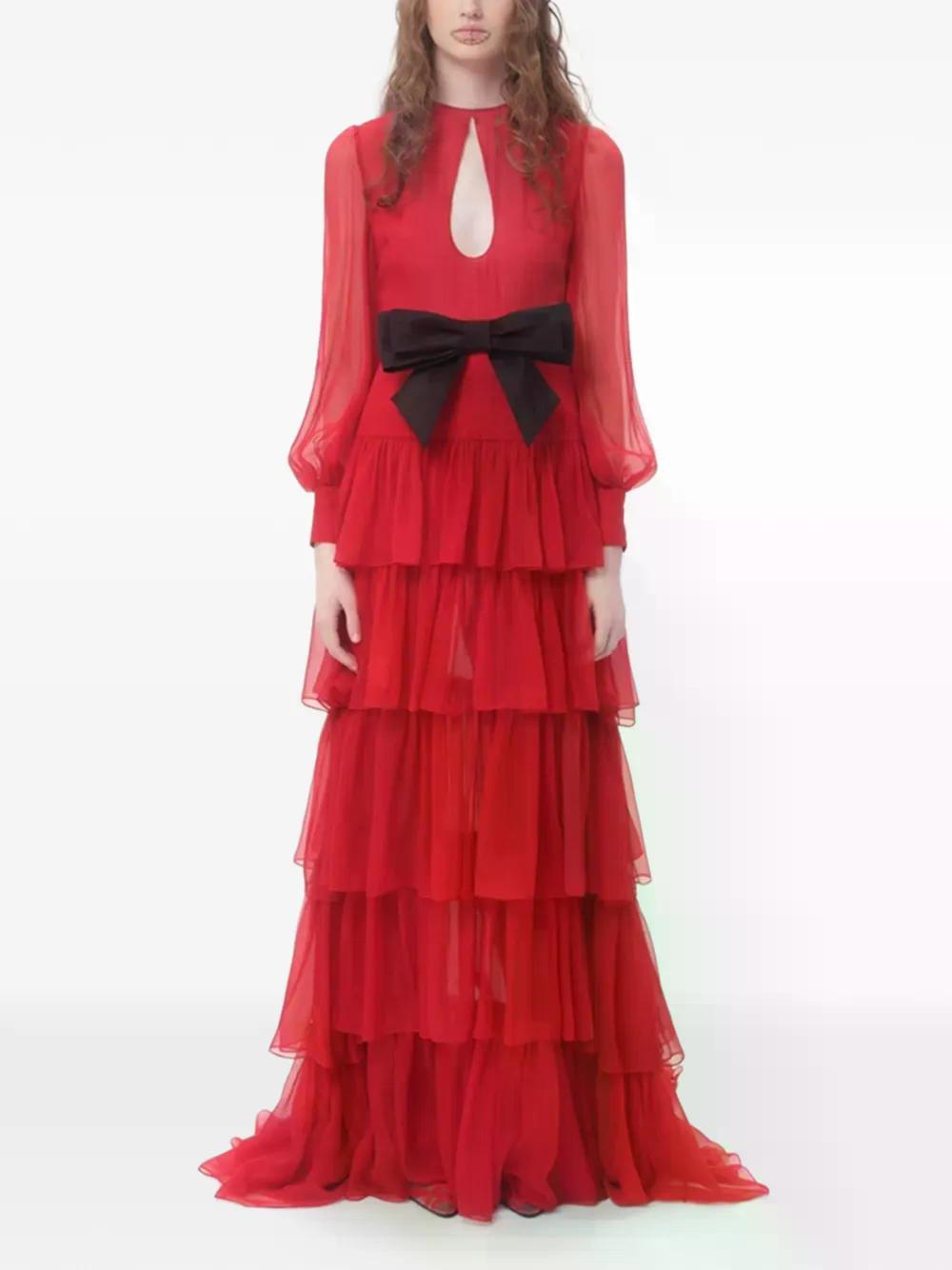 VALENTINO Ruffled Chiffon Maxi Dress