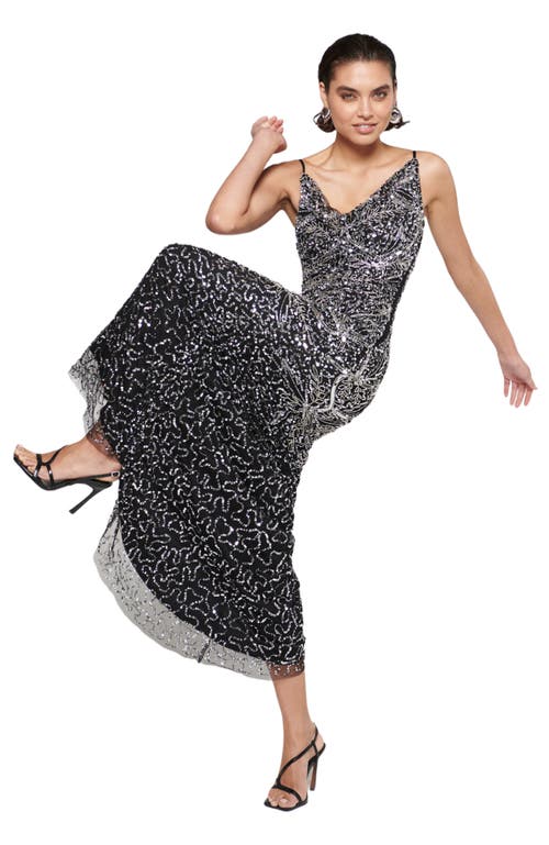 BEAUUT BEAUUT occasion embellished sequin beaded cowl neck evening dress