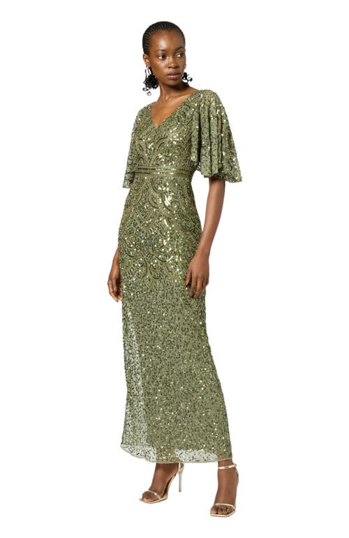 BEAUUT BEAUUT Embellished Sequin Beaded V-Neck Maxi Dress