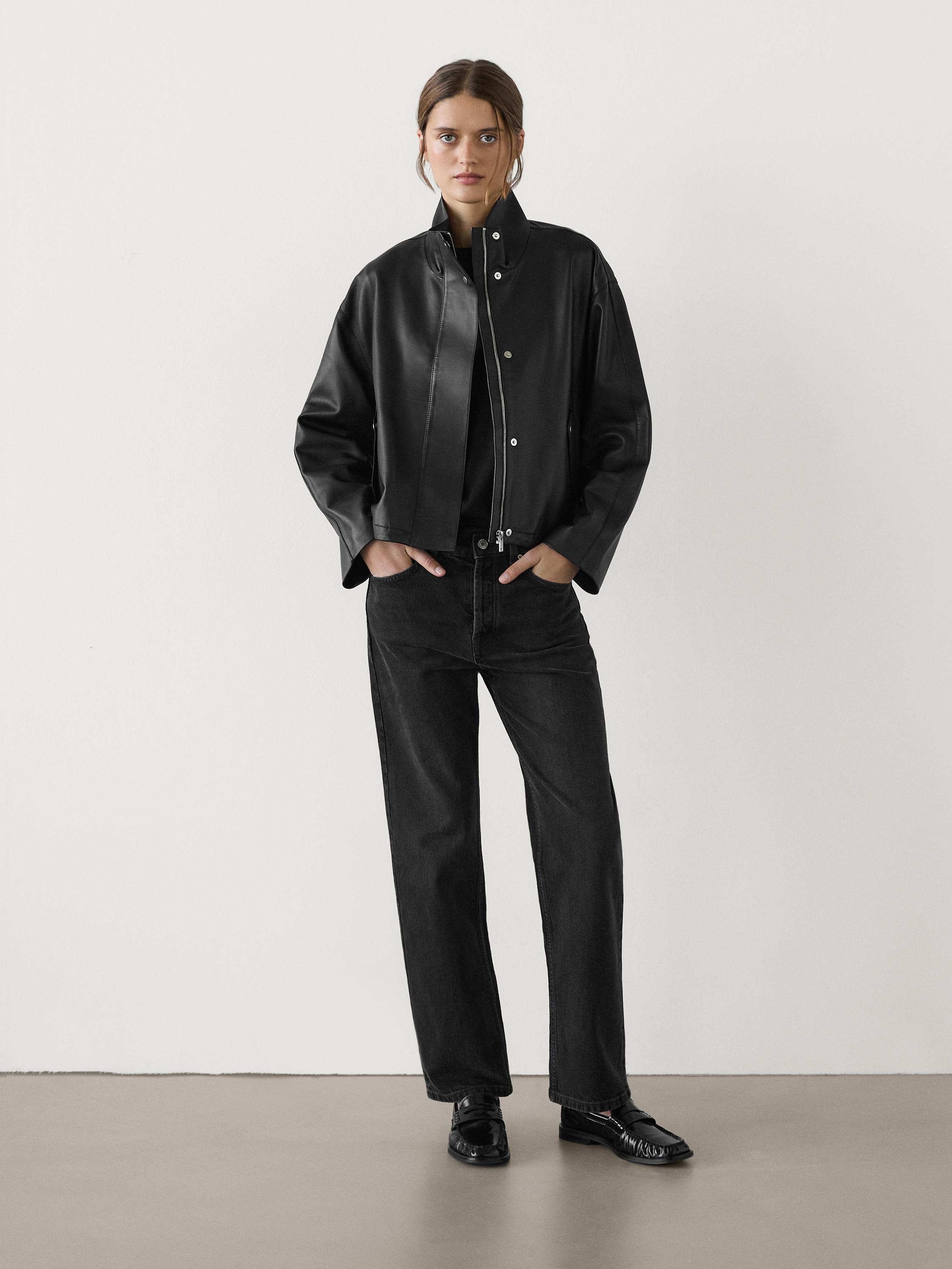 Massimo Dutti レザーライダースジャケット マッシモドゥッティ Massimo Dutti ライダースジャケット 羊革 レザー