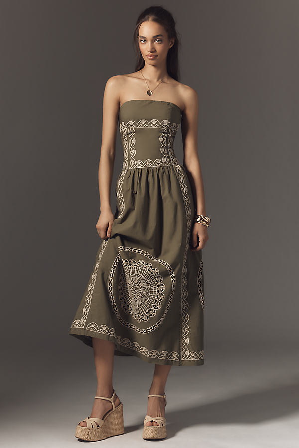 Anthropologie Strapless Drop-Waist Midi Dress In Grey - 70% Off |  Editorialist