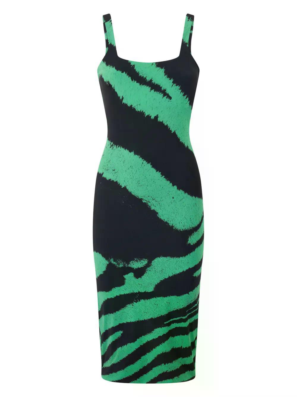 slim fit dress slacks CurveWow Bardot Maxi Dress Green Zebra – Curvewow main image 0