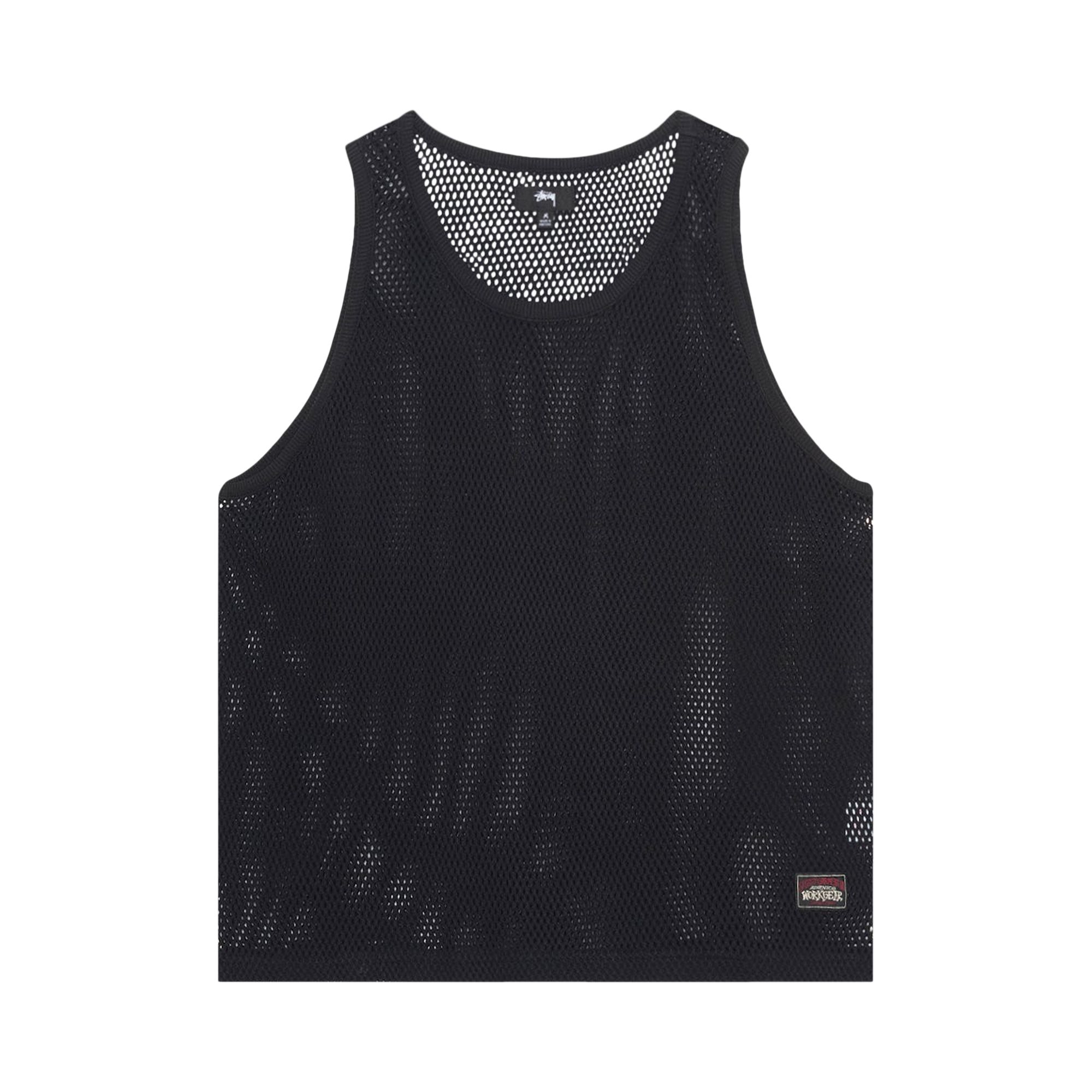 StüSsy O Dyed Mesh Tank Top - Black | Editorialist