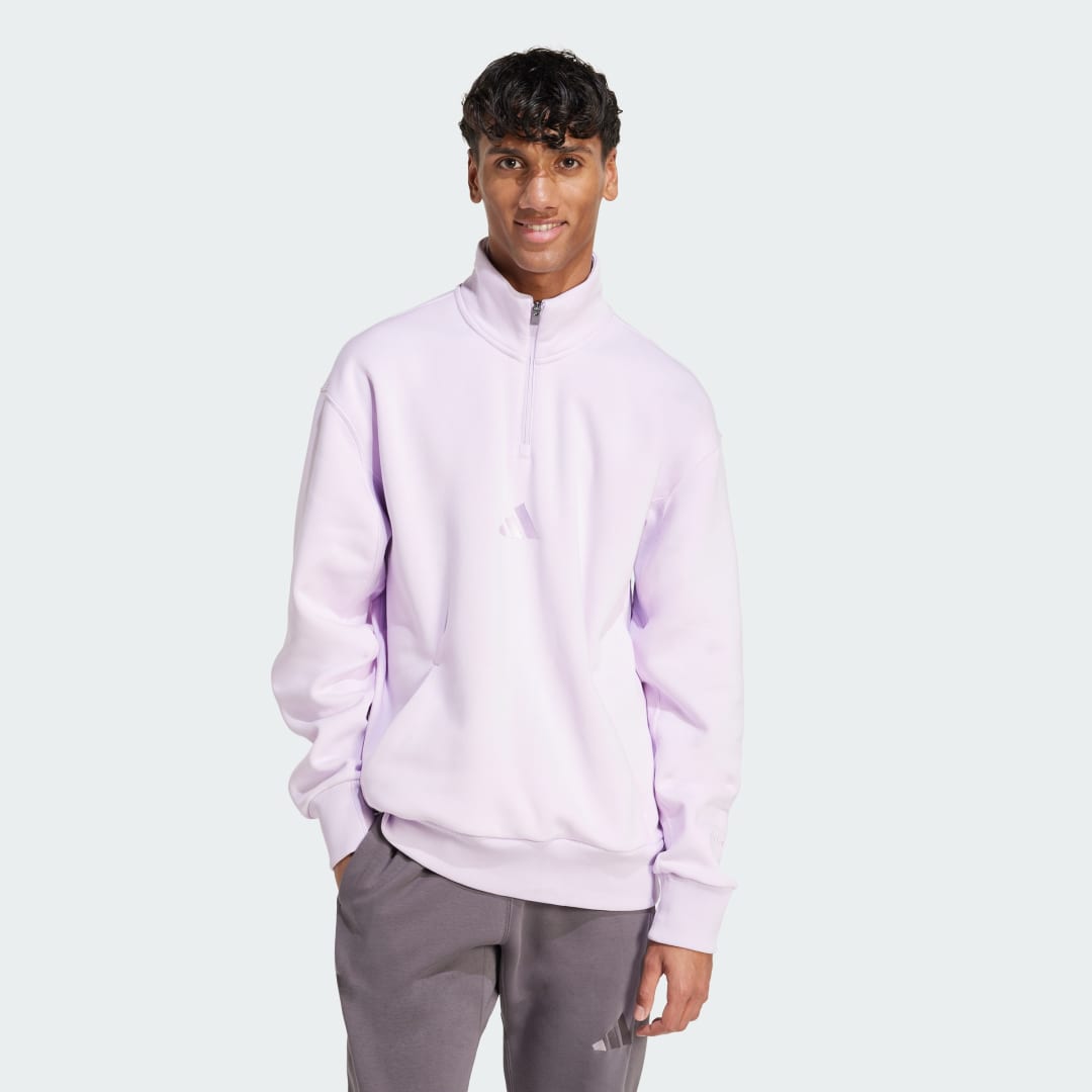 Adidas All Szn Fleece 1/4-Zip Crew Sweatshirt In Ice Lavender 60