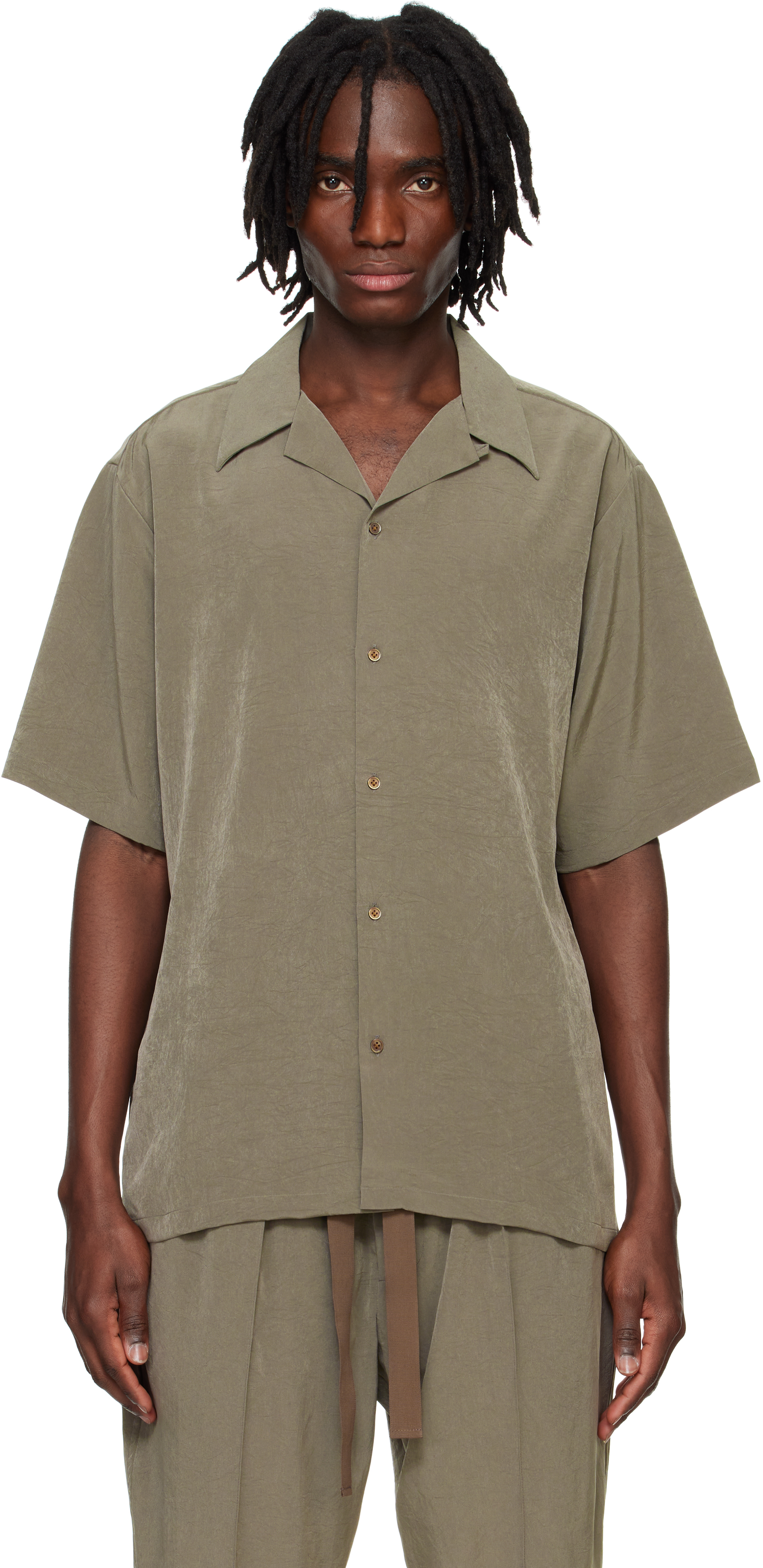 Rainmaker Kyoto Open Collar S/S Shirt In Taupe - 34% Off