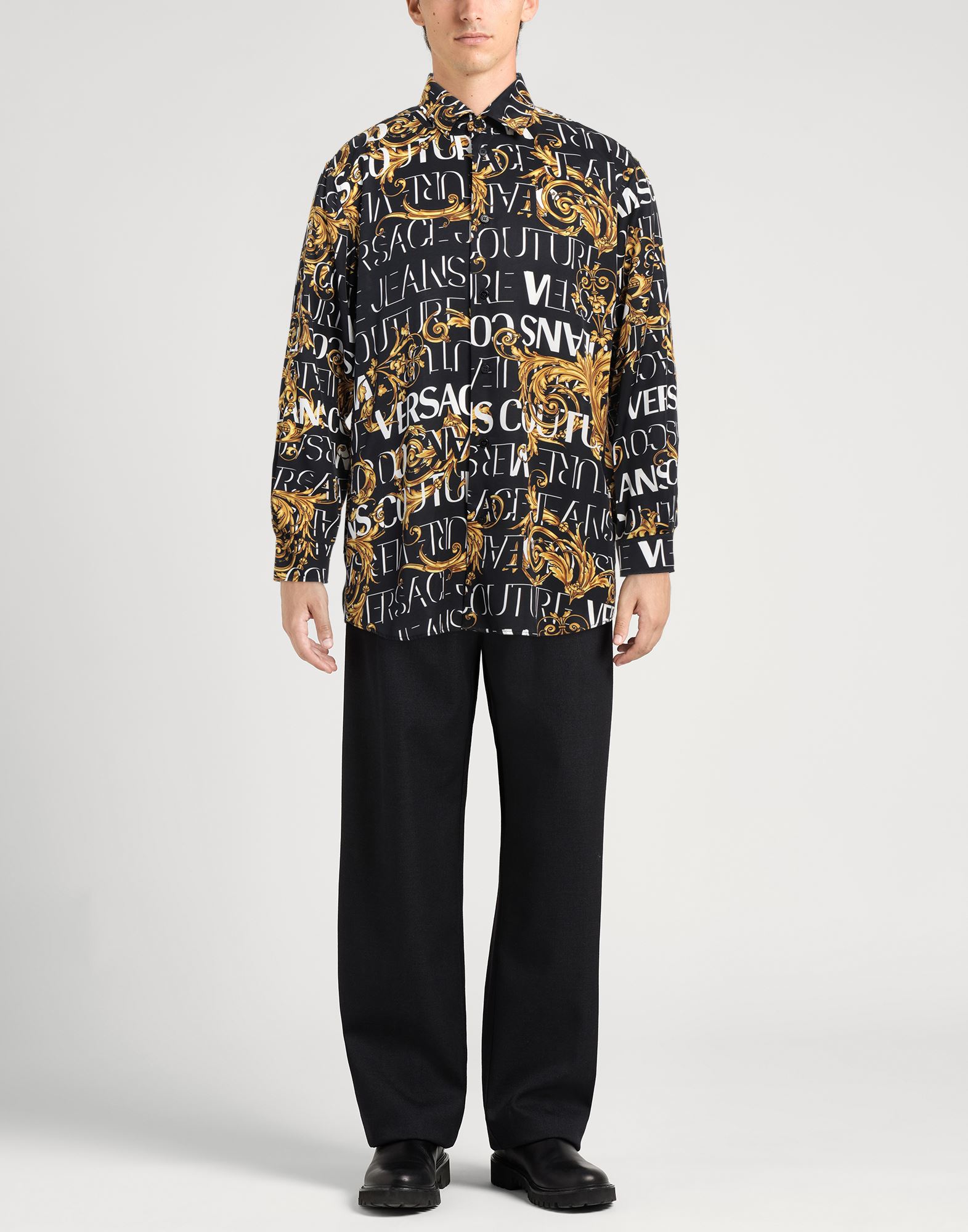VERSACE man shirt black size 38 viscose