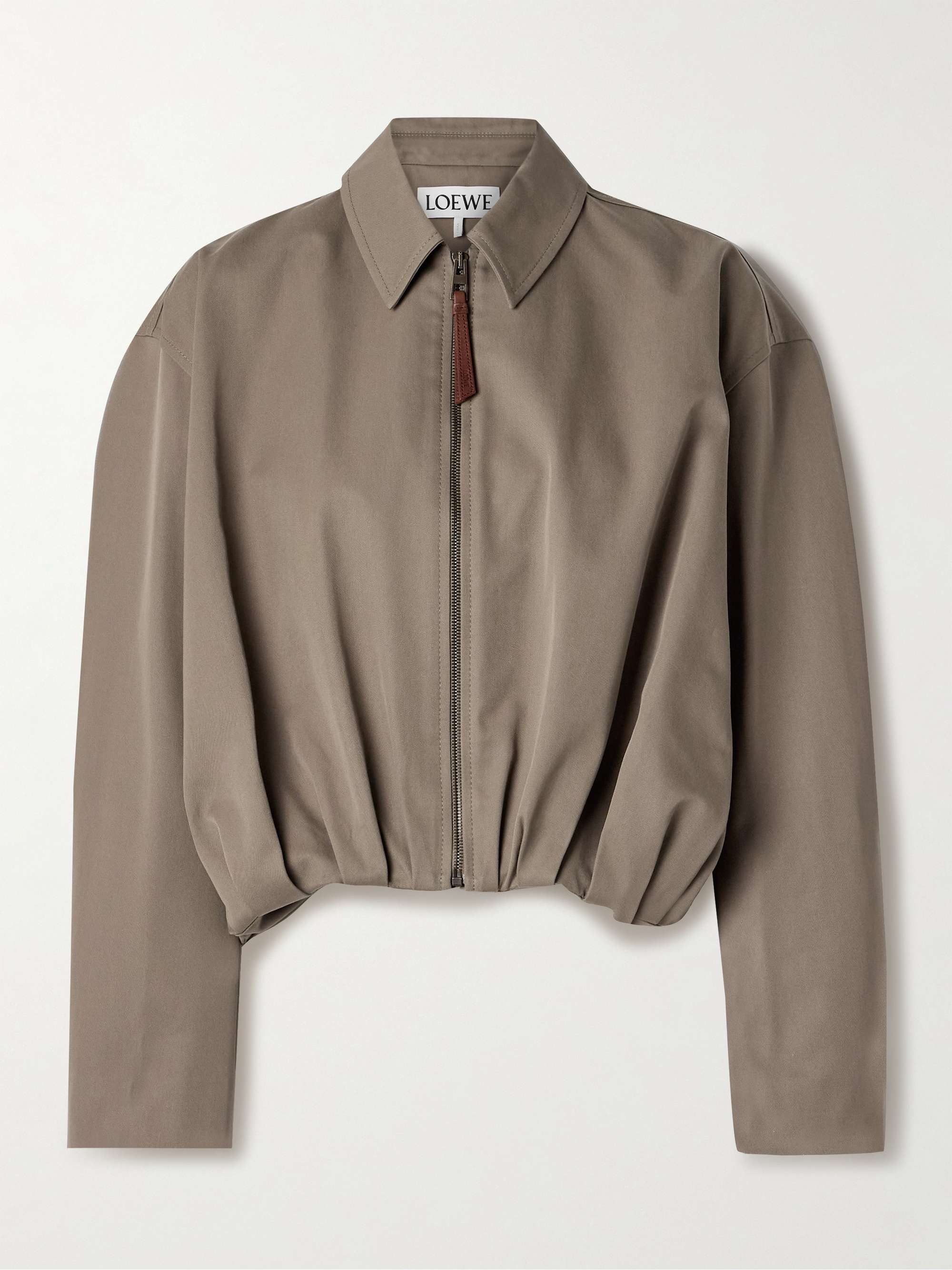 Loewe Gathered Cotton And Silk-Blend Twill Jacket - Neutrals