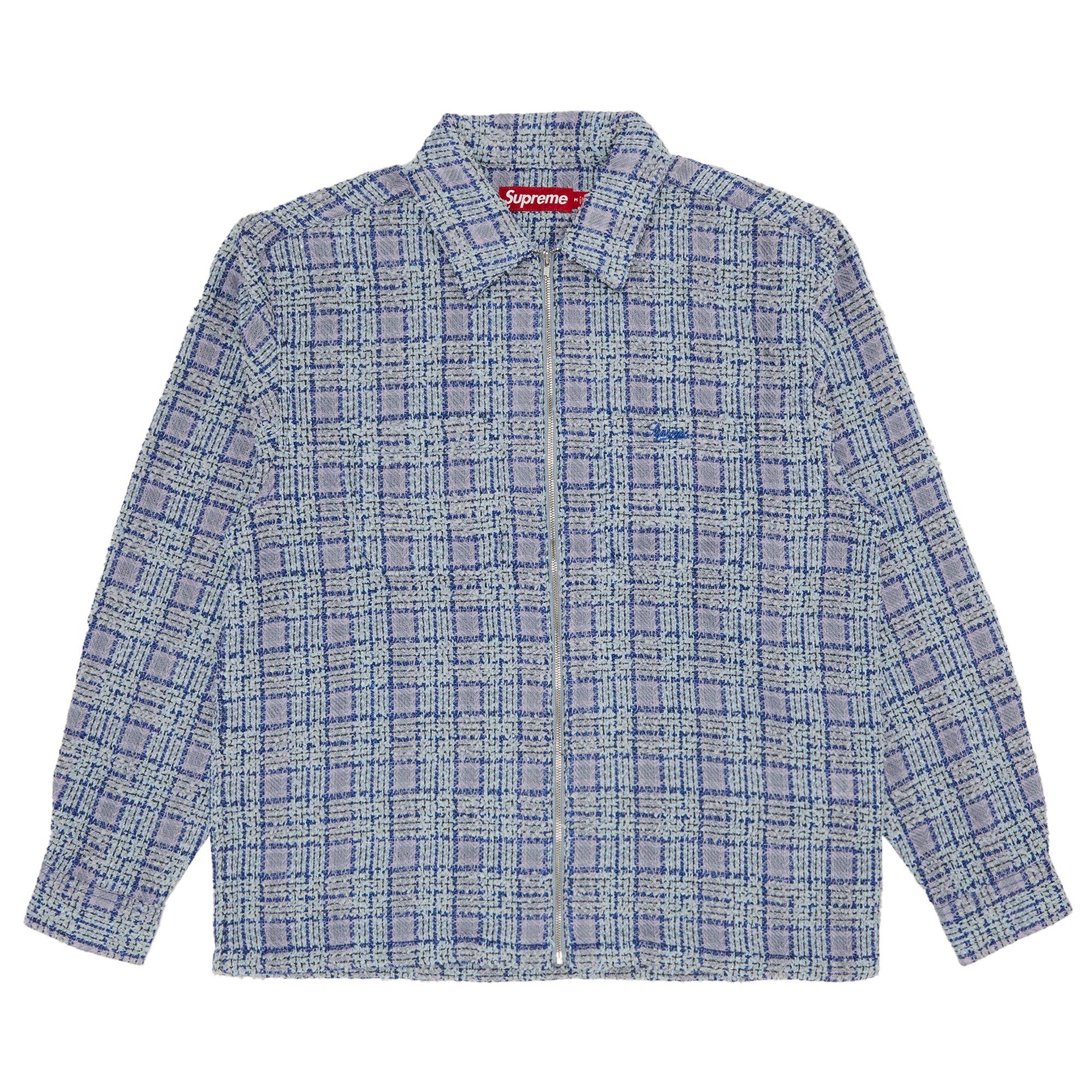 Supreme Bouclé Zip Up Shirt - Blue | Editorialist