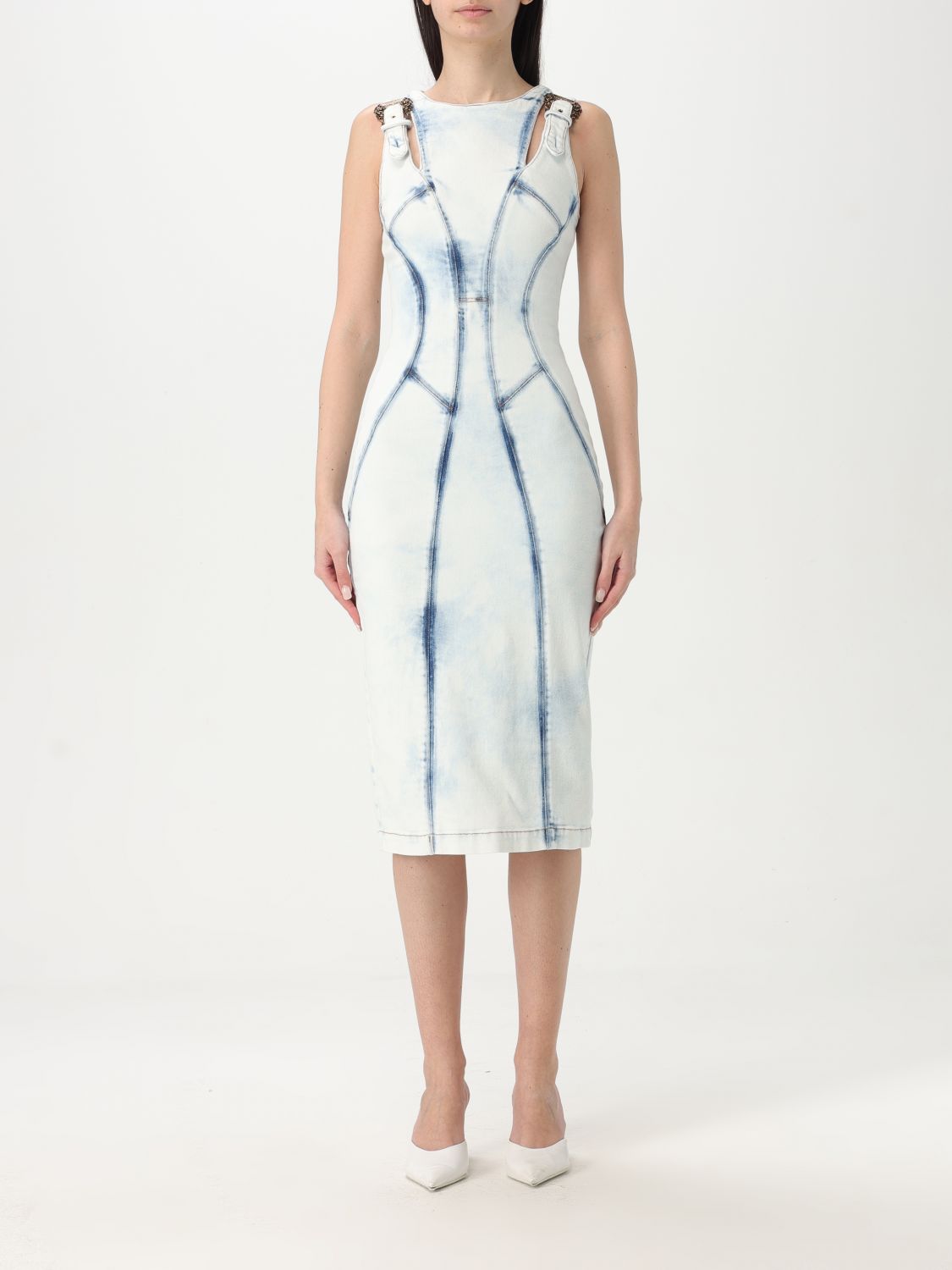 VERSACE Versace Jeans Couture Sleeveless Denim Midi Dress