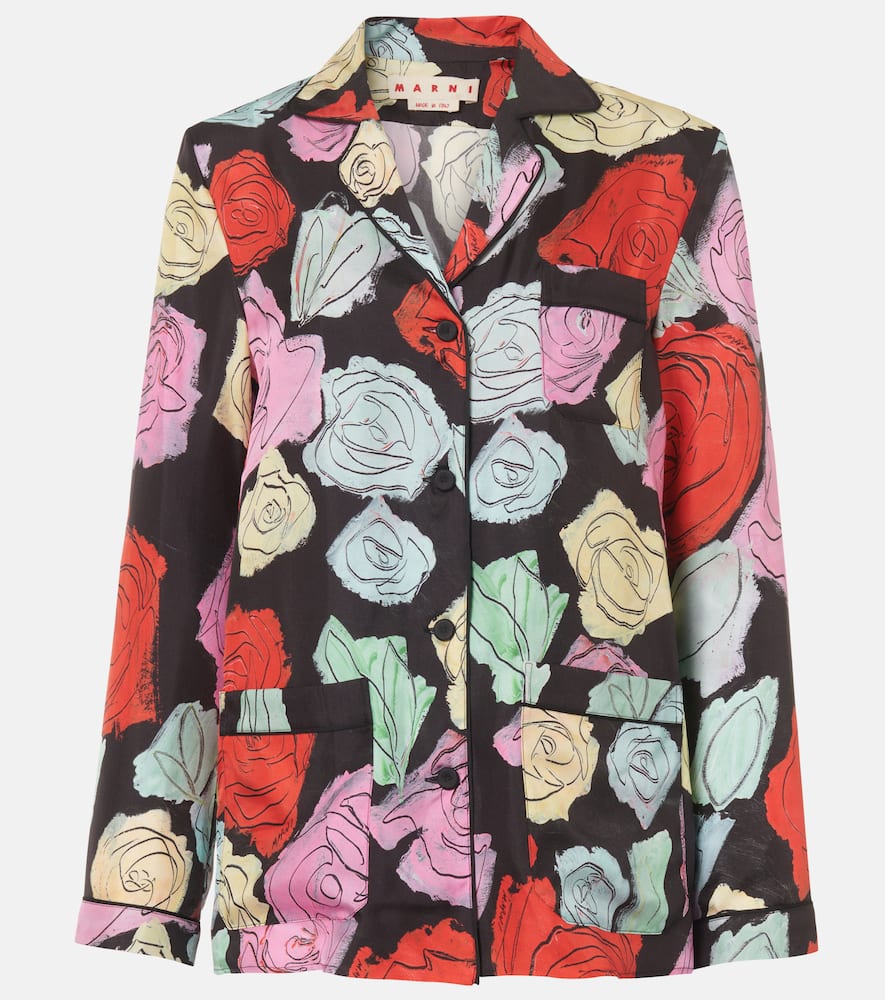 KHAITE Argo Printed Silk-Twill Shirt
