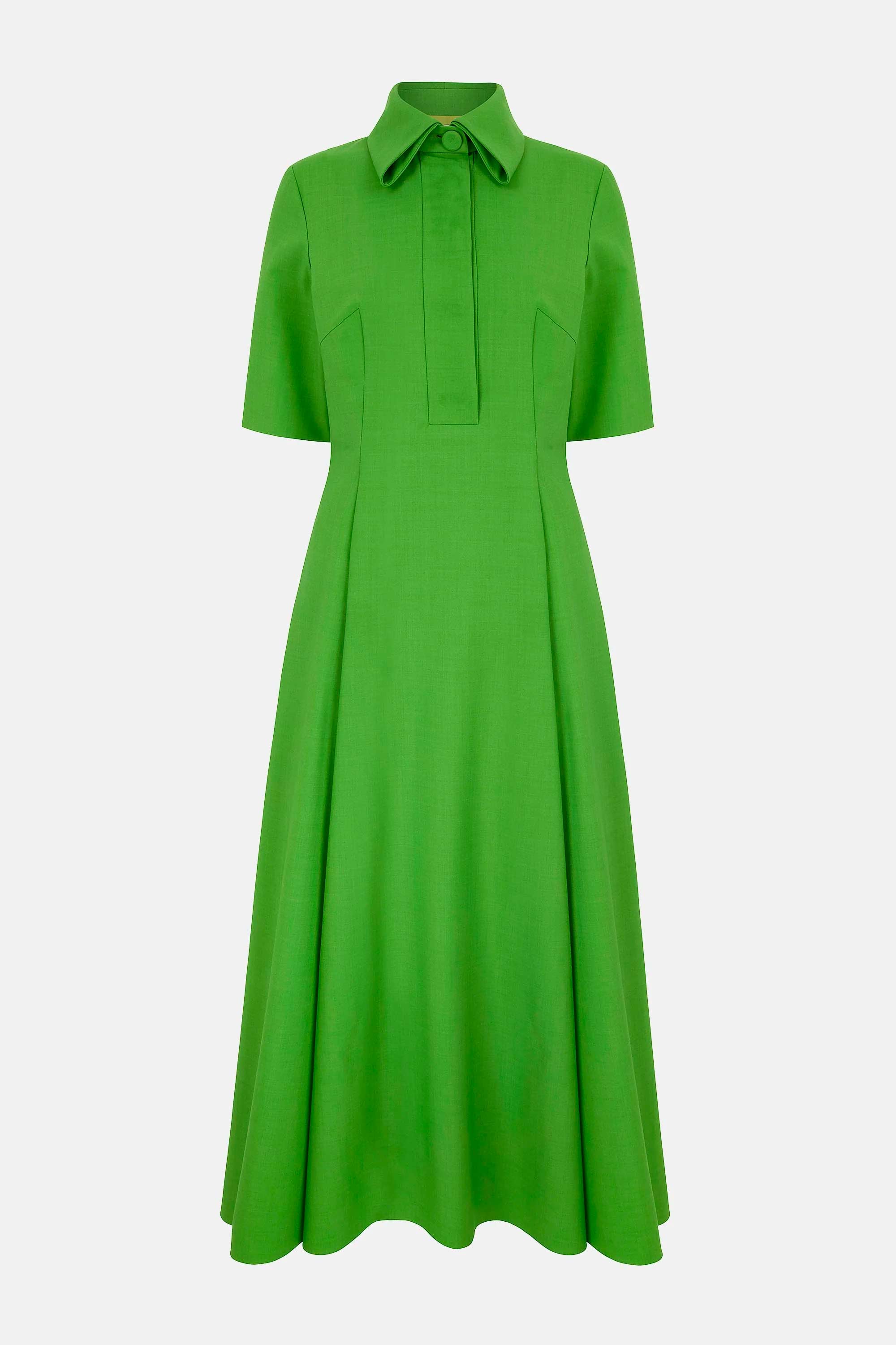 Emilia Wickstead - Iwona Dress In Green Summer Wool