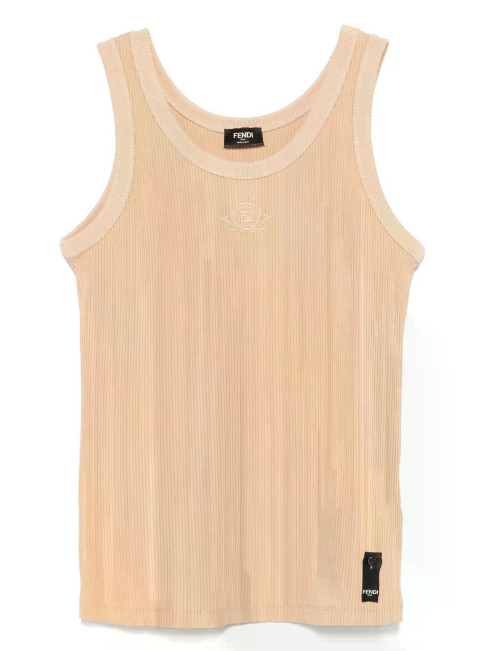 Fendi Logo-embroidered Men Tank Top - Neutrals, image size:1000x1333