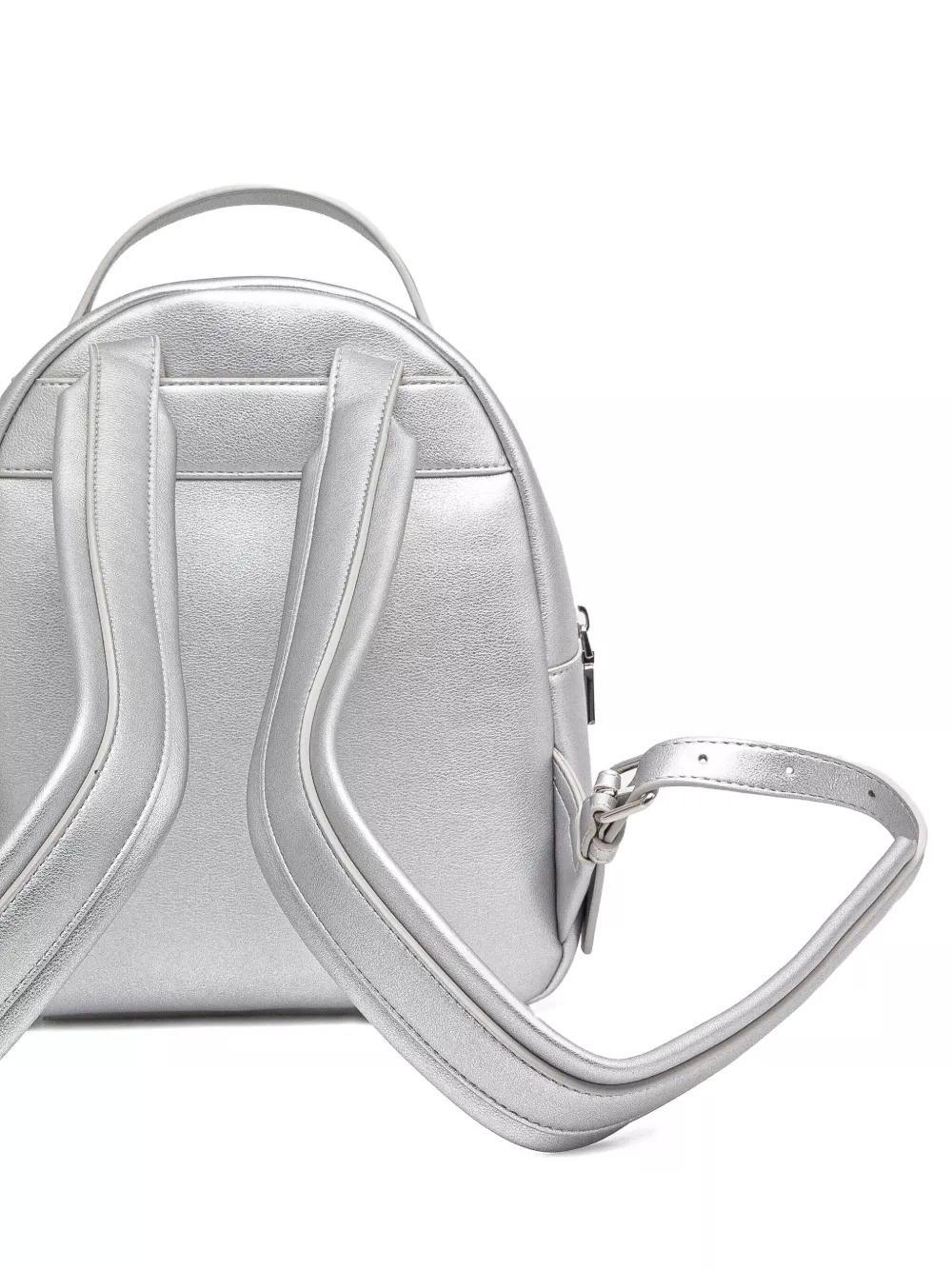 Moschino Logo-Lettering Metallic Backpack In Silver - 20  display picture 1