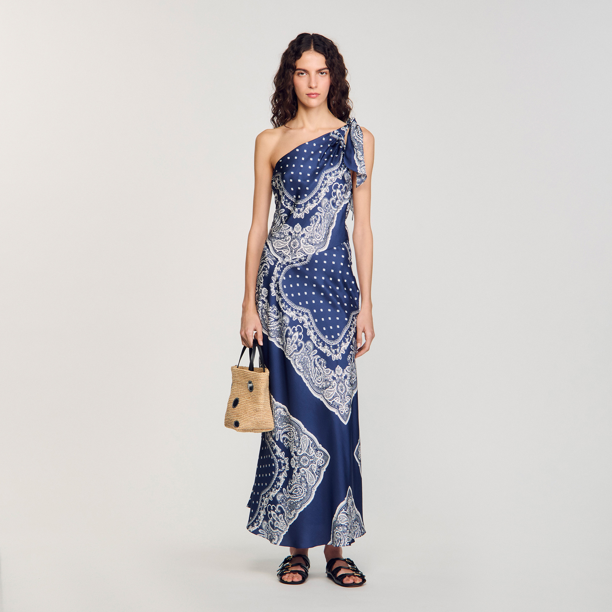 Sandro Bandana-Print Maxi Dress In Blu / White - 40% Off | Editorialist