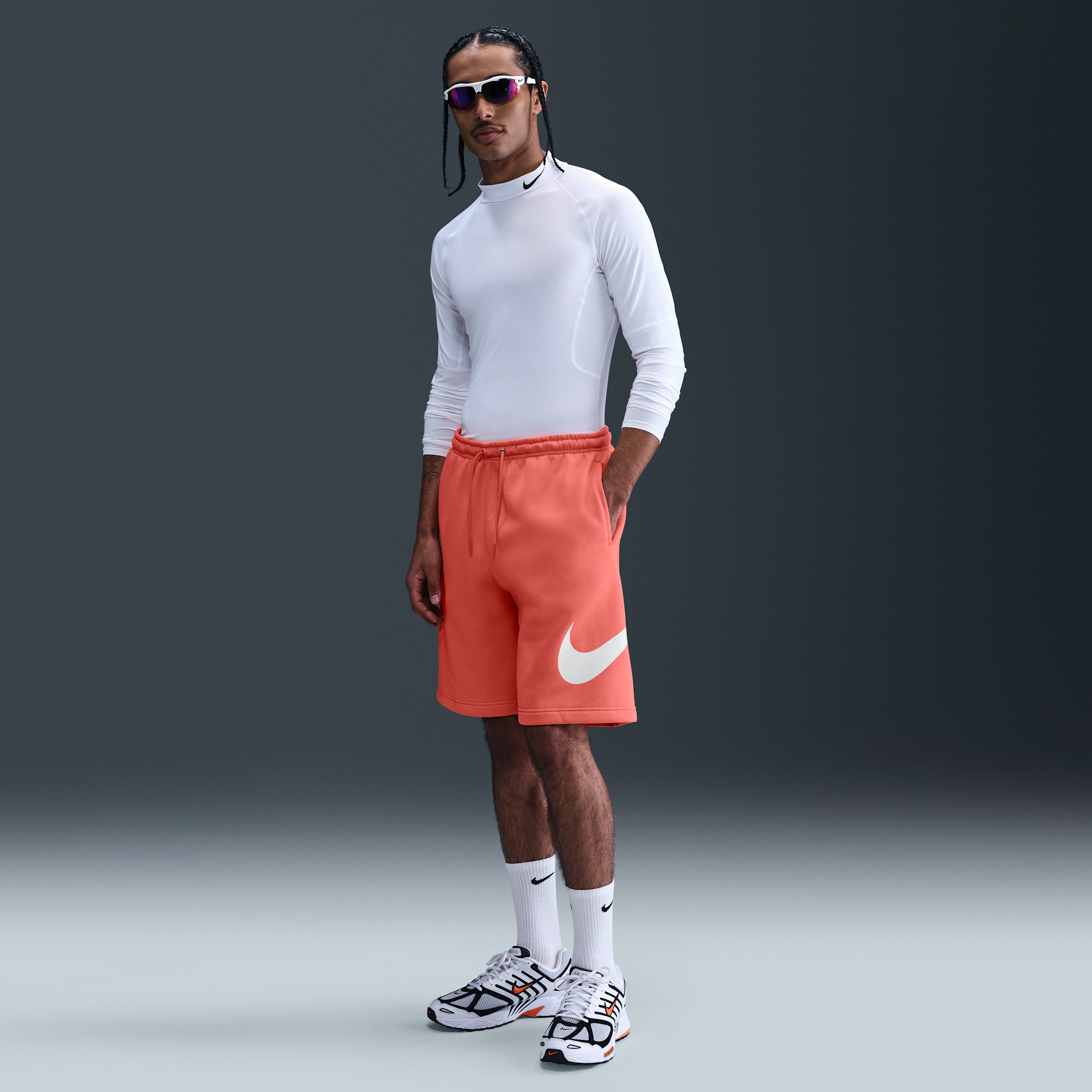 nike club fleece shorts orange