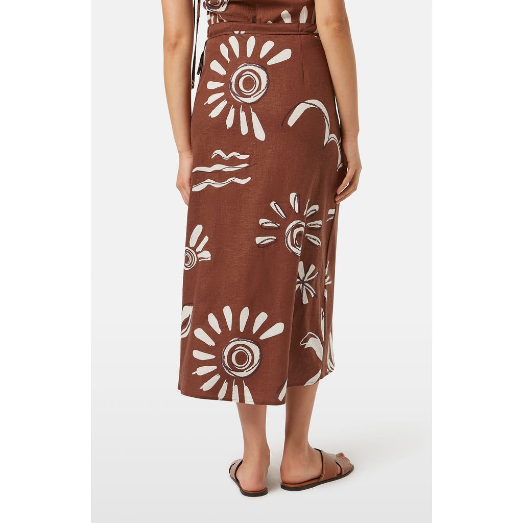 Scotch & Soda Print Stretch Linen Blend Midi Wrap Skirt In Inky Sun ...