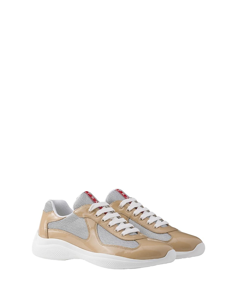 Prada Two-Tone Leather And Tech Fabric Sneakers In