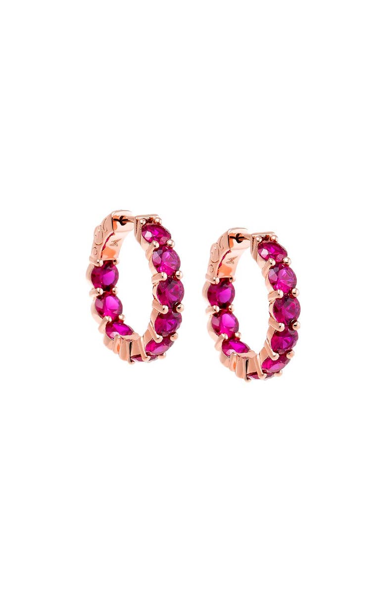 By Adina Eden Colored Round Tennis Mini Hoop Earring In Ruby Red - 20% ...