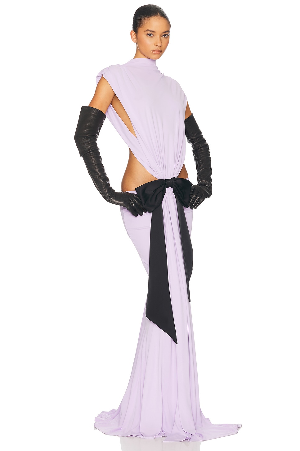 Helsa The Constantina Jersey Dress With Bow - Swiss Cream | Editorialist Helsa The Constantina Jersey Dress With Bow - Swiss Cream | Editorialist