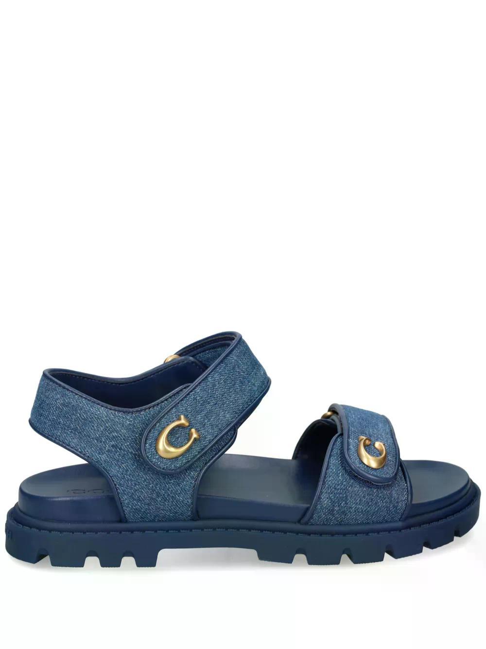 Coach Brynn Denim Touch-Strap Sandals - Blue | Editorialist