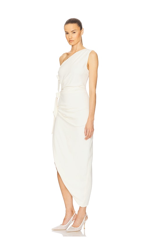 the constantina jersey dress with bow in swiss cream helsa Helsa The Constantina Jersey Dress With Bow - Swiss Cream