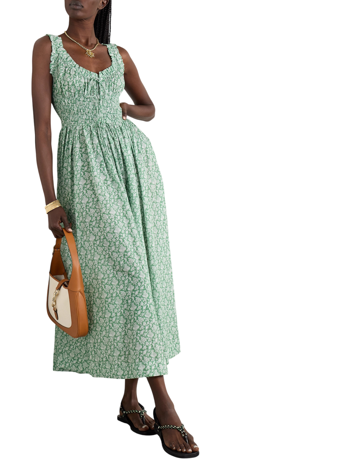 DÔEN DÔEN Emmaretta Floral-Print Organic Cotton-Voile Midi Dress