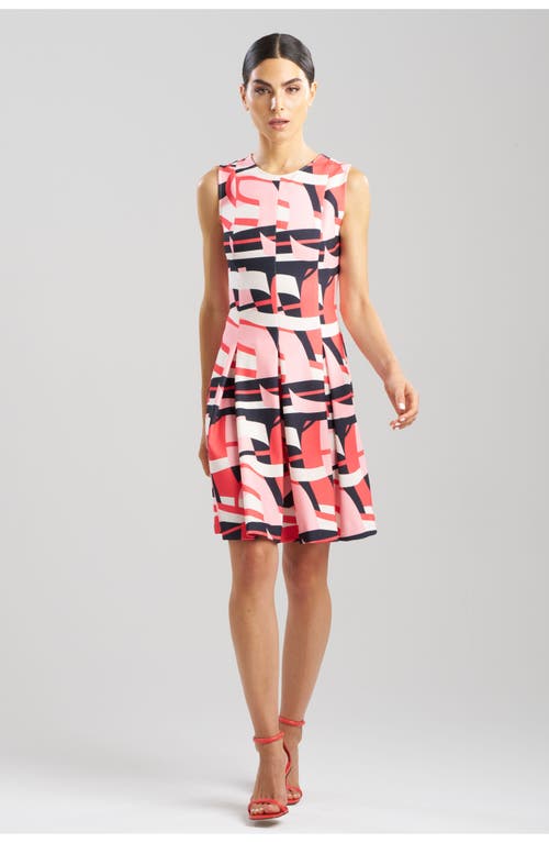 NATORI Natori Abstract Lines Sleeveless Pleated Dress