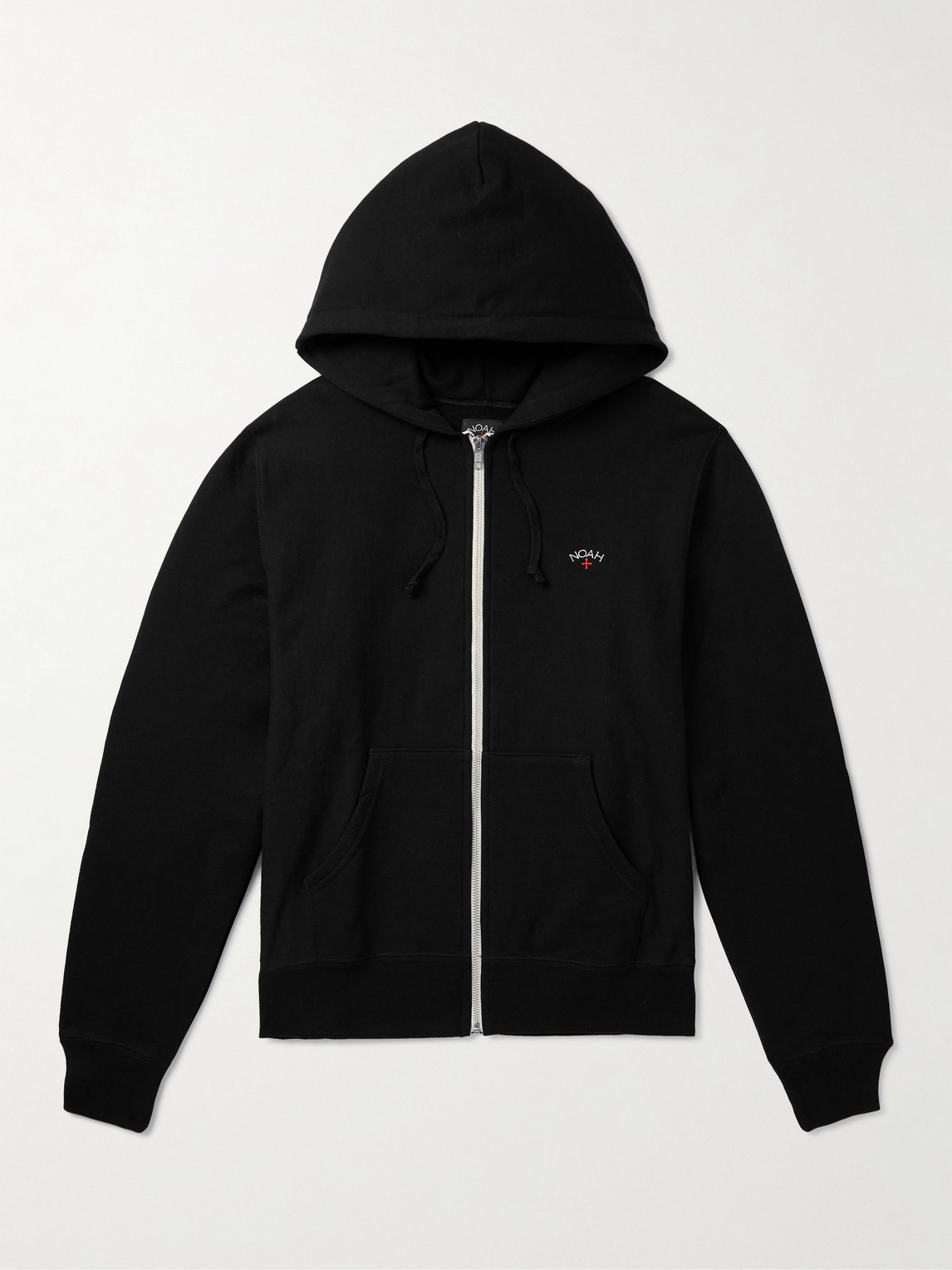 Noah Logo-Embroidered Zip-Up Hoodie - Black | Editorialist
