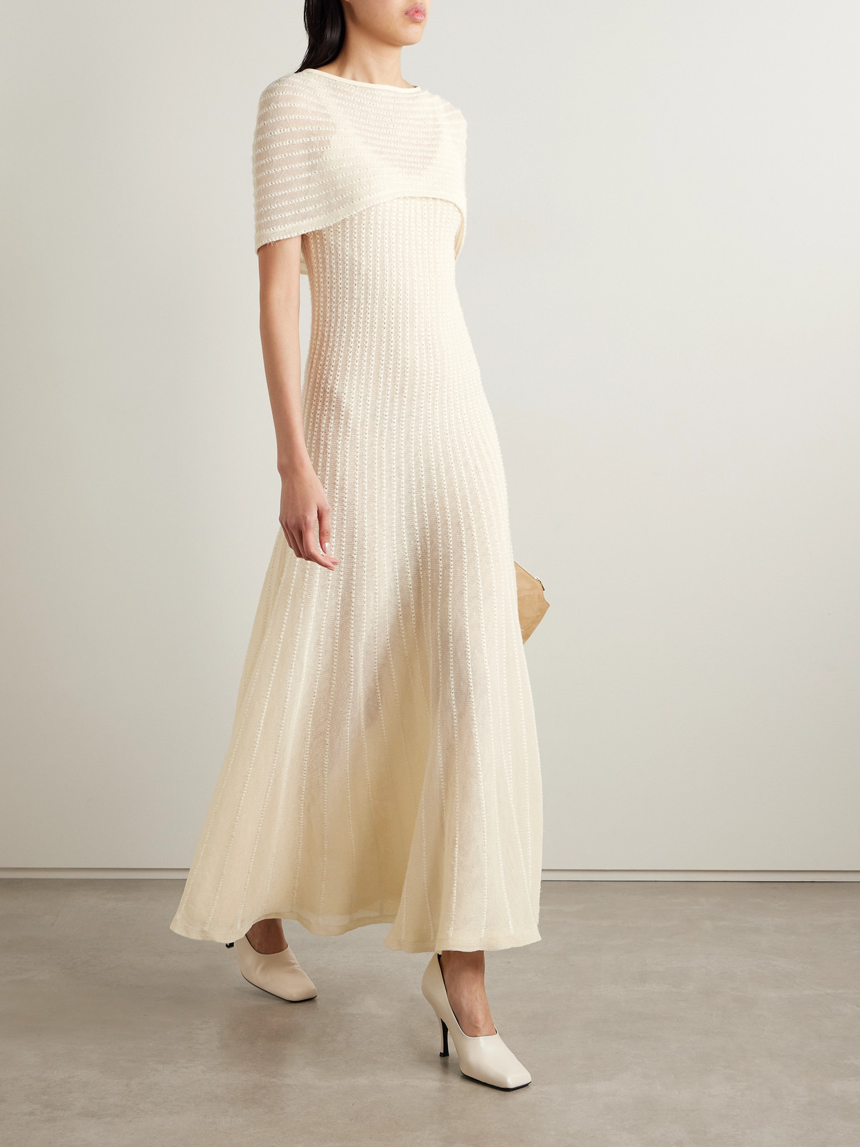 KHAITE KHAITE Thora Pointelle-knit Midi Dress
