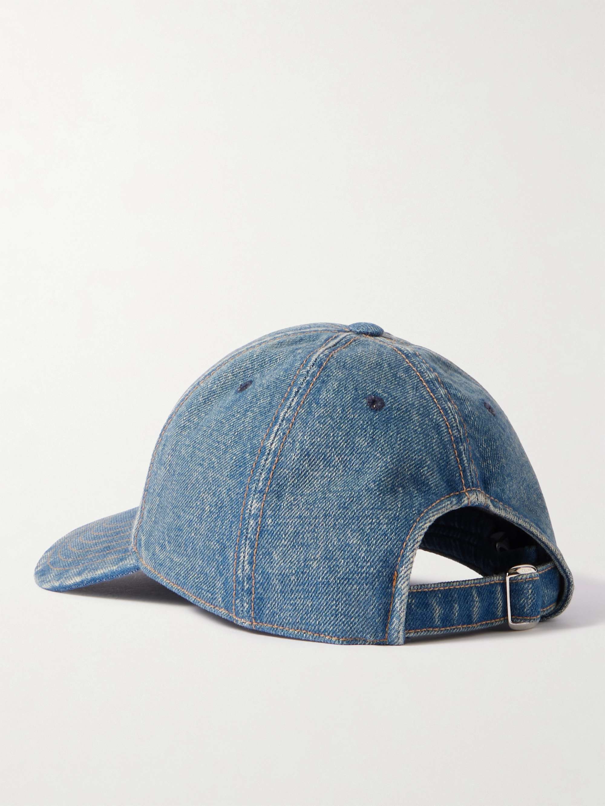 Celine Denim Logo Cap in Light Blue and Navy CELINE Logo-Appliquéd Denim Baseball Cap for Men | MR PORTER main image 3