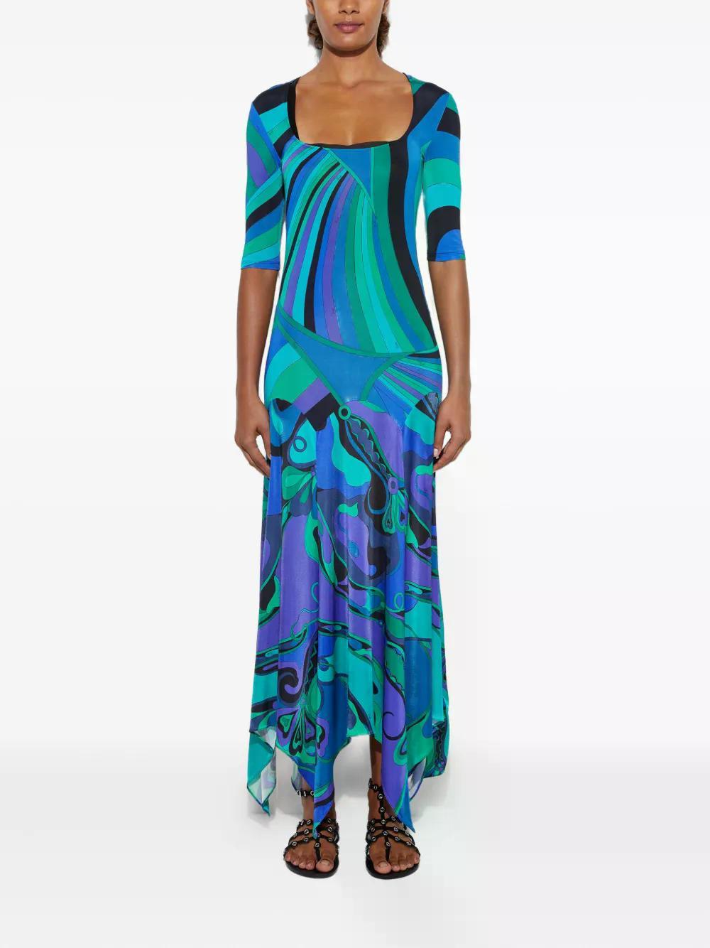 EMILIO PUCCI Asymmetric-Hem Maxi Dress