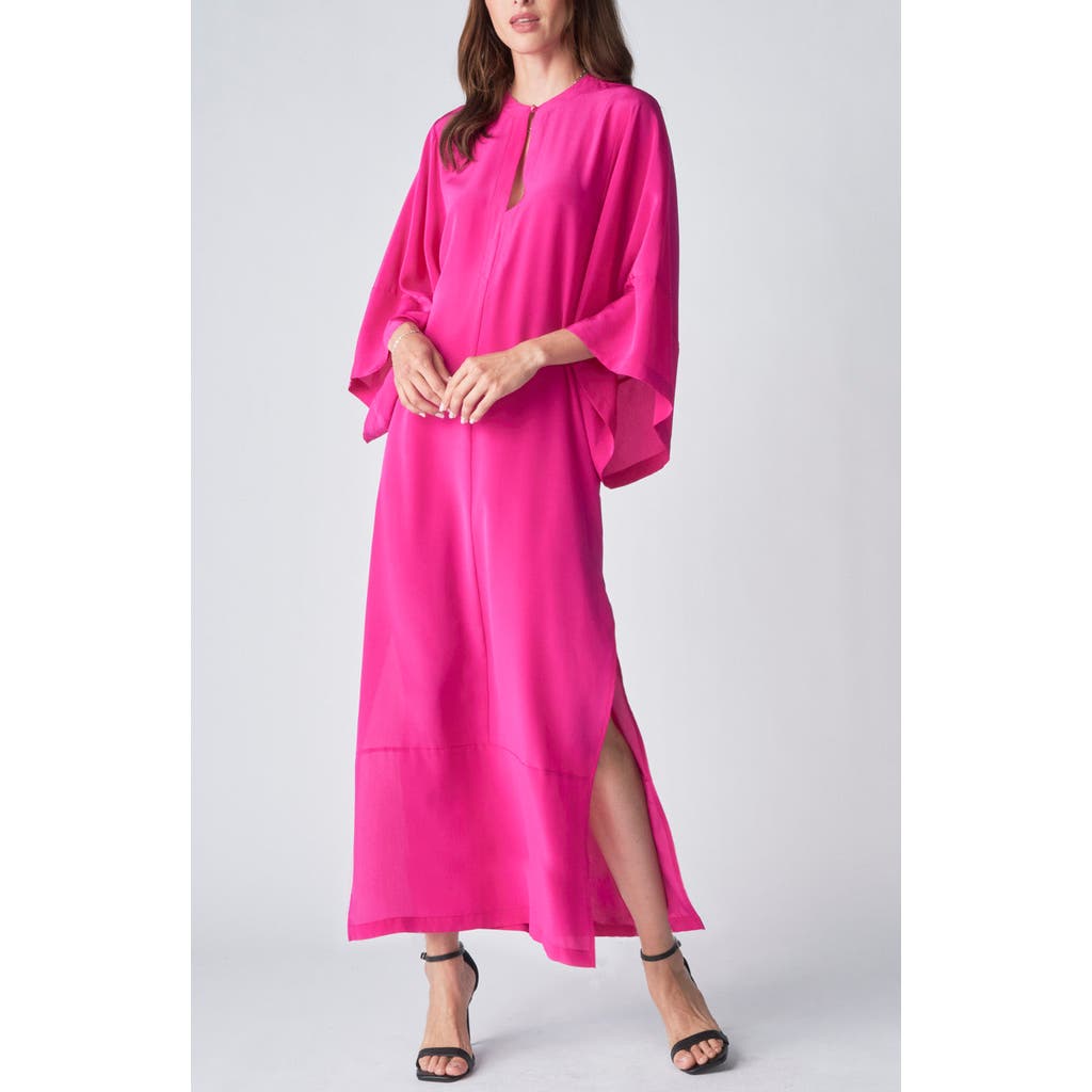 OCEAN+MAIN Wide Sleeve Silk Tunic Dress