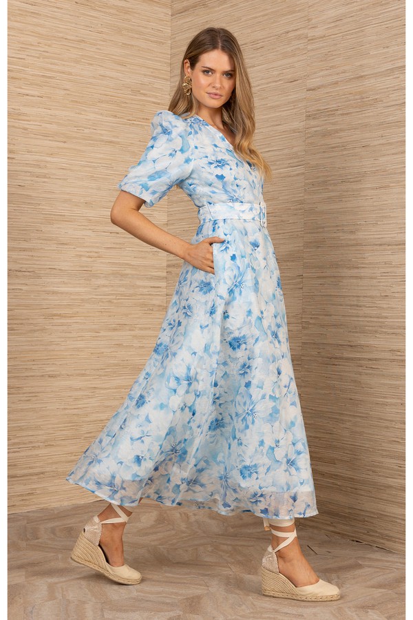 hale bob blue dress Della Charmeuse Dress Blue