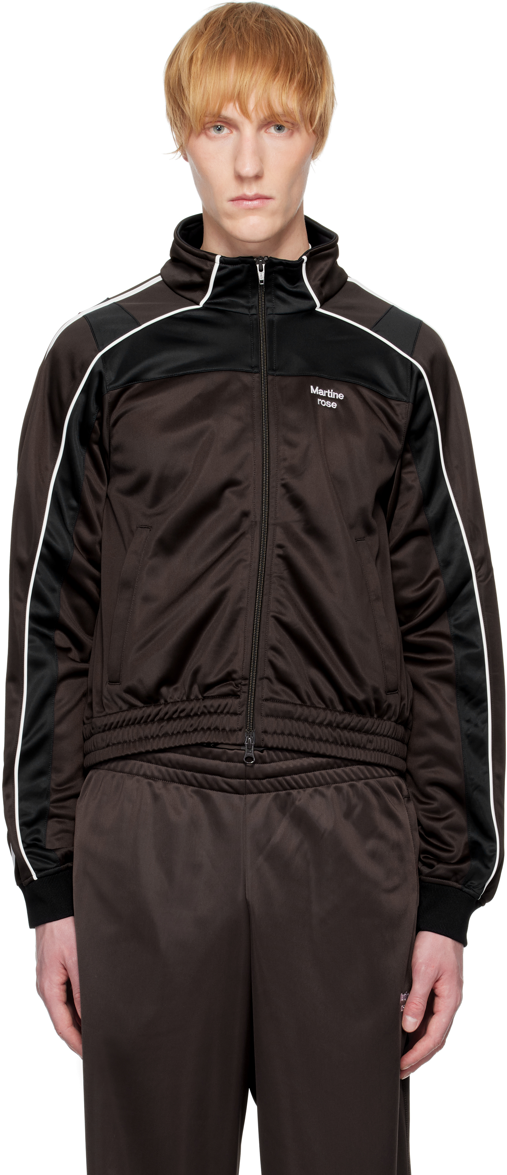 Martine Rose Shrunken Track Jacket In Brown - 20% Off | Editorialist