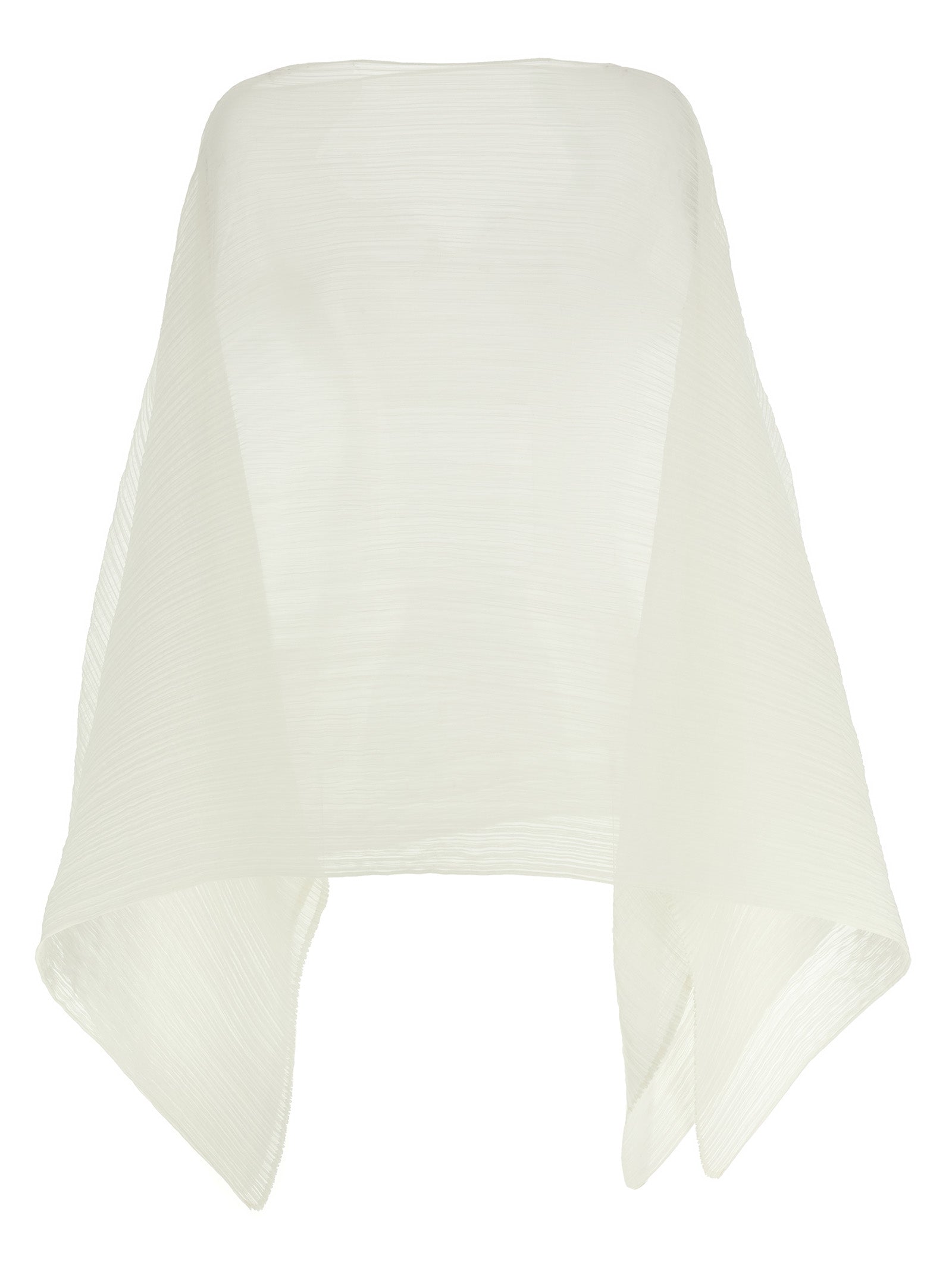 【WHITE】PLEATS PLEASE BASIC MADAME-TSMALL Issey Miyake Basic Madame-T Small Stole - White | Editorialist
