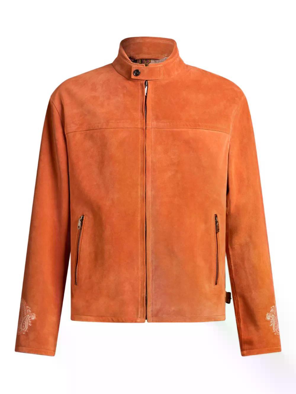 Mens Orange Suede Jacket Men's Burnt Orange Suede Trucker Jacket
