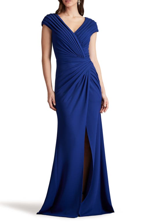 TADASHI SHOJI Tadashi Shoji Pleated Crepe Trumpet Gown
