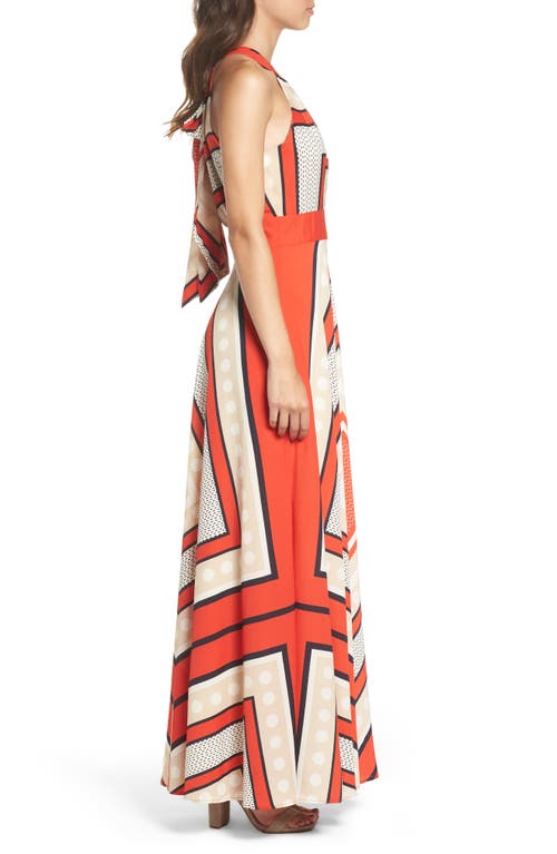 scarf print crêpe de chine fit & flare maxi dress Eliza J Scarf Print CrêPe De Chine Fit & Flare Maxi Dress - Multi