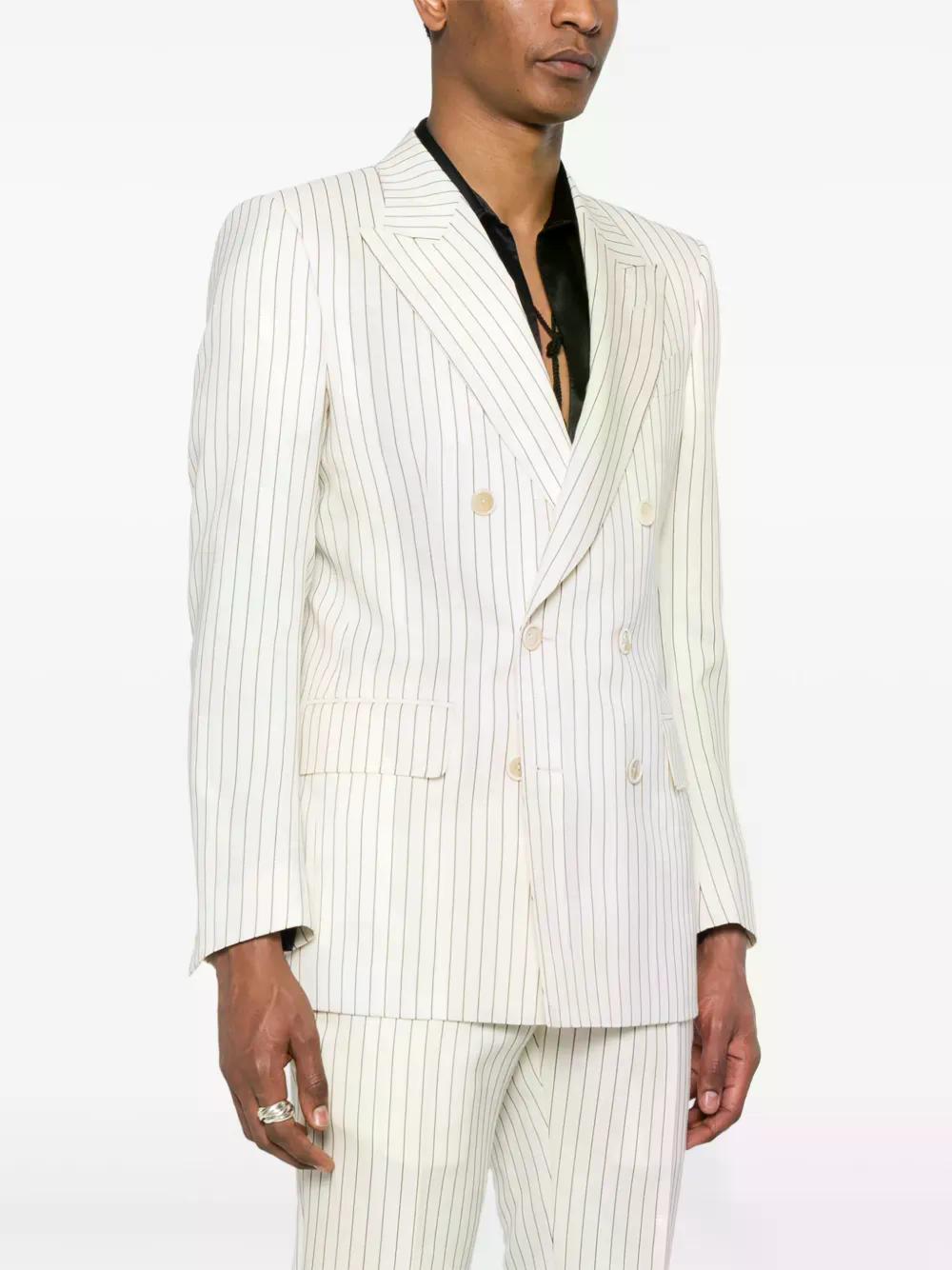 Blazer Tom Ford Dyllan Noir à Rayures En Relief - Taille 52 (L) - Neuf Sans étiquettes