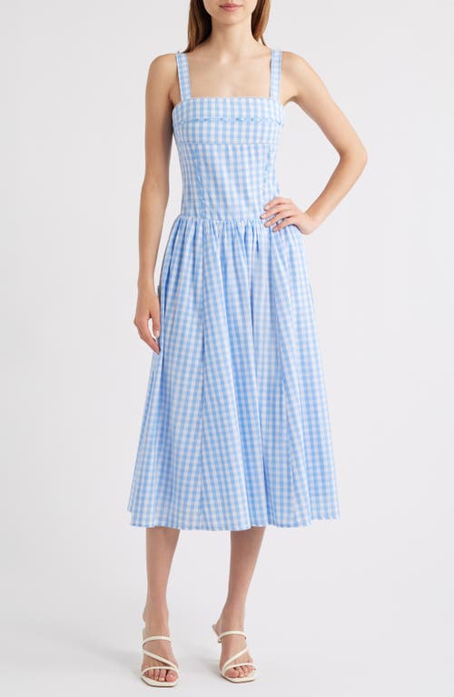 Moon River Cotton Gingham Midi Dress - Light Blue | Editorialist Moon River Cotton Gingham Midi Dress - Light Blue | Editorialist