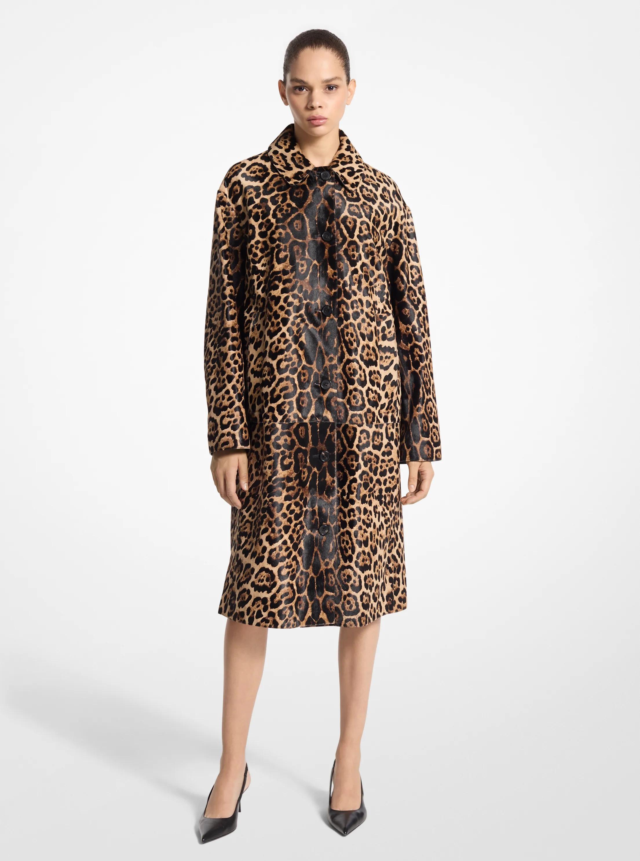 MICHAEL KORS Michael Kors Collection Jaguar Print Calf Hair Balmacaan