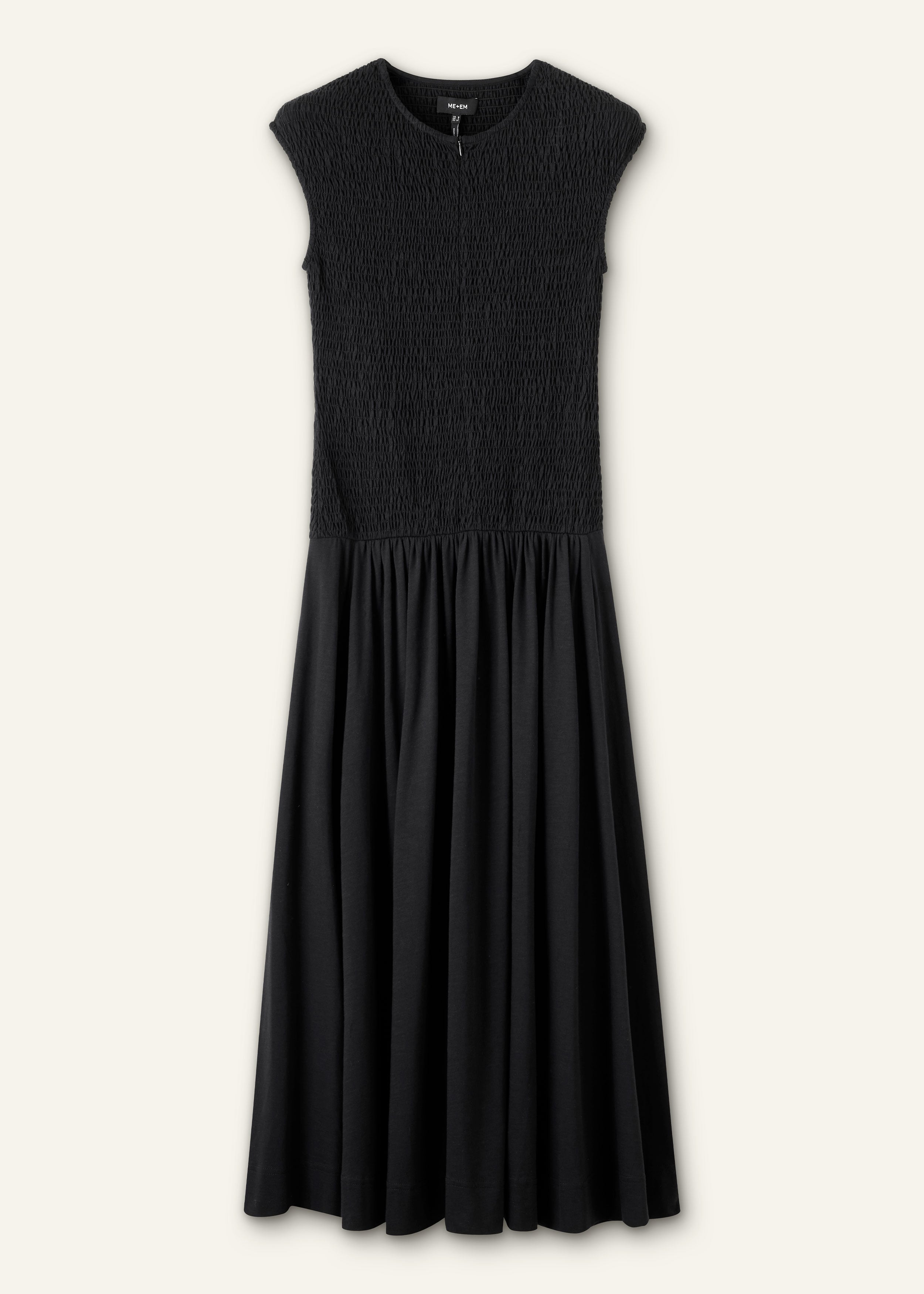 Me+Em Slub Jersey Smock Bodice Maxi Dress In Black - 50% Off | Editorialist