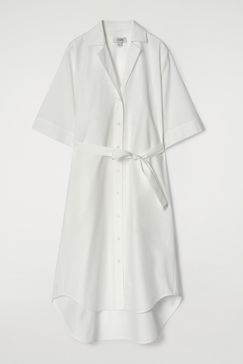 Cos Oversized Short-Sleeved Linen Midi Shirt Dress In White - 50% Off |  Editorialist