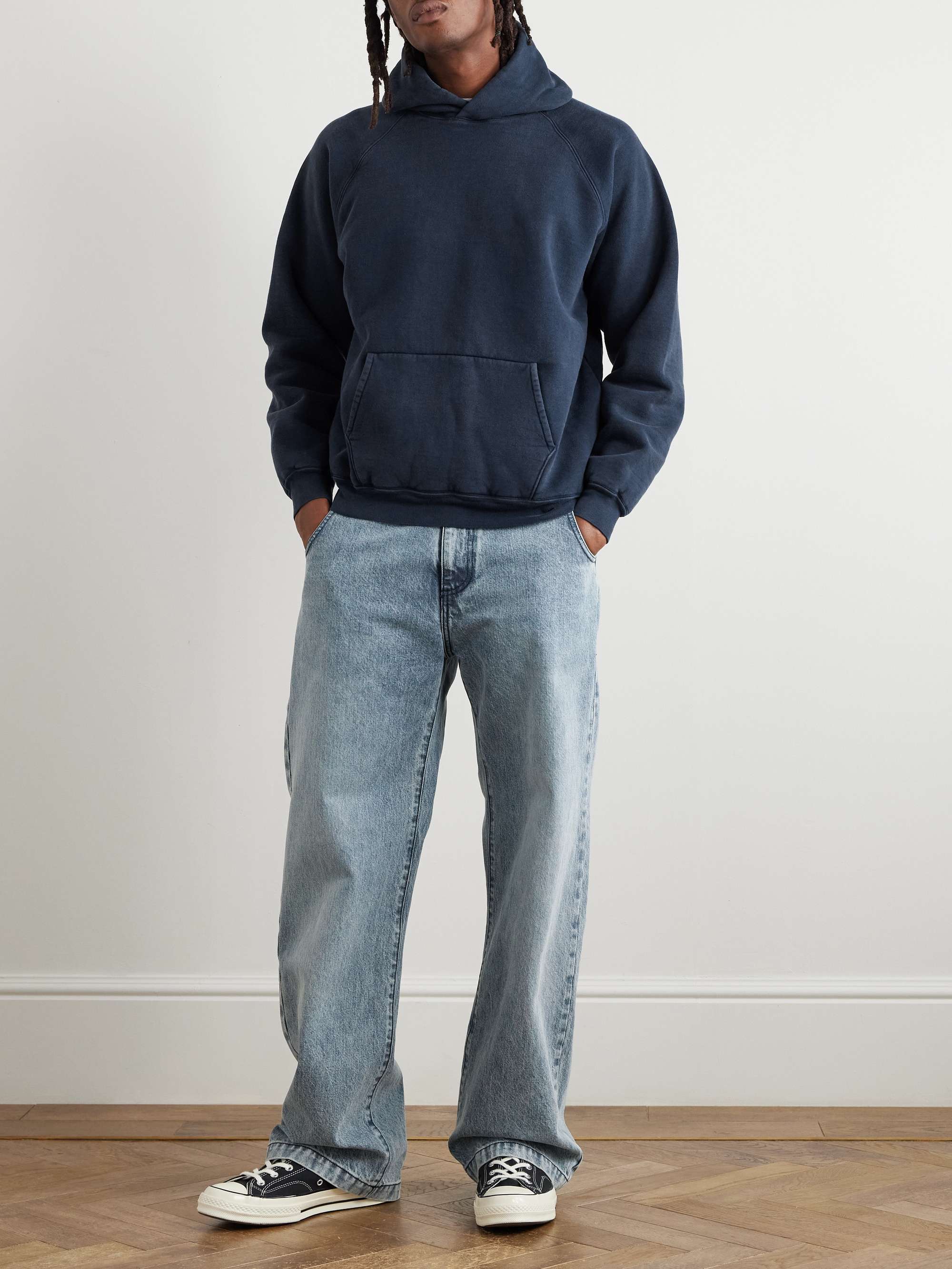 A.Presse Cotton-Jersey Vintage Sweat Hoodie - Navy | Editorialist