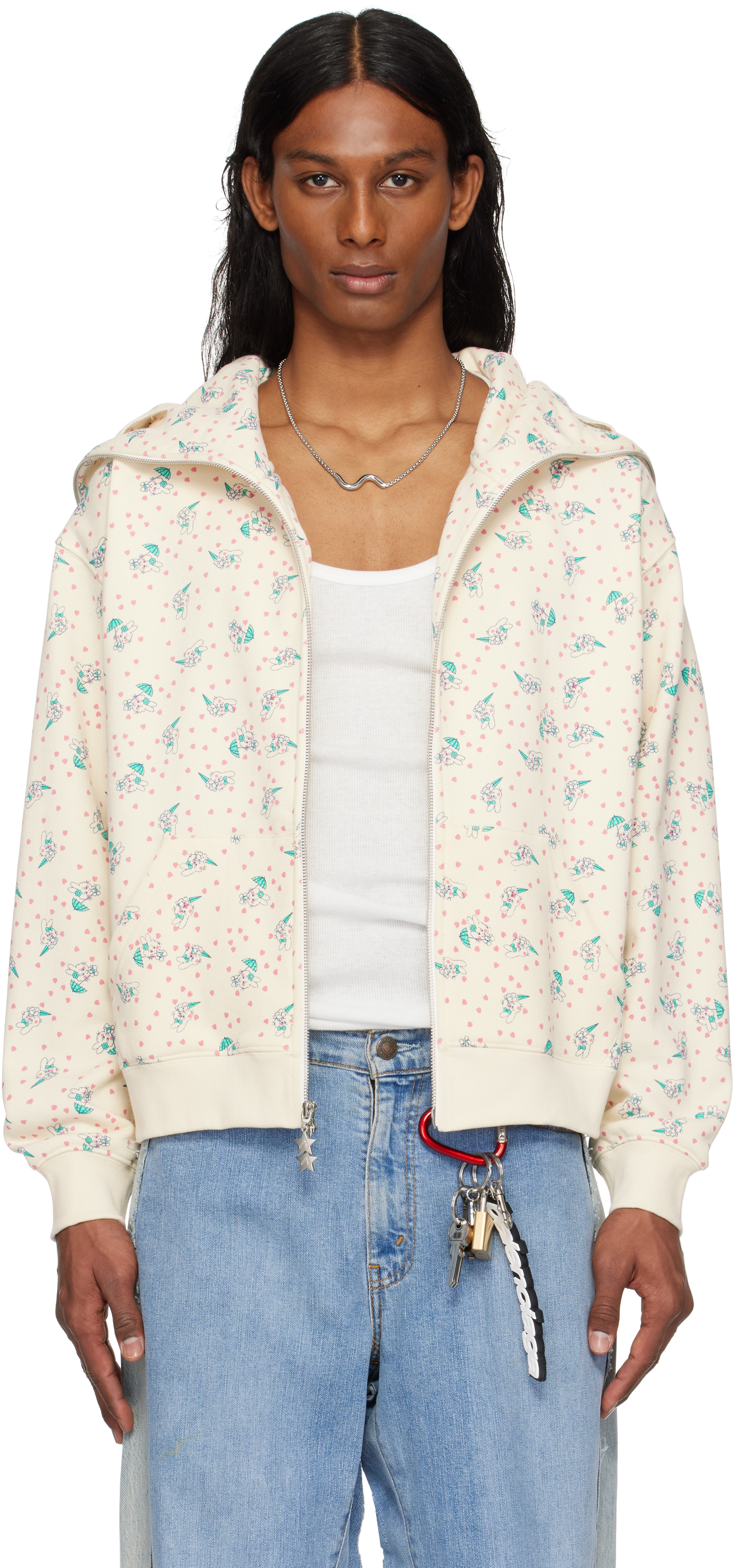 Ashley Williams Printed Cotton-Blend Hoodie - Bunny | Editorialist